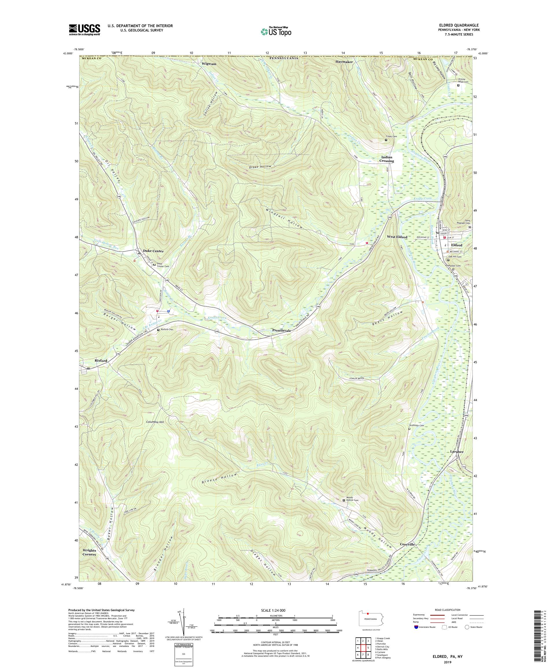 Eldred Pennsylvania US Topo Map – MyTopo Map Store