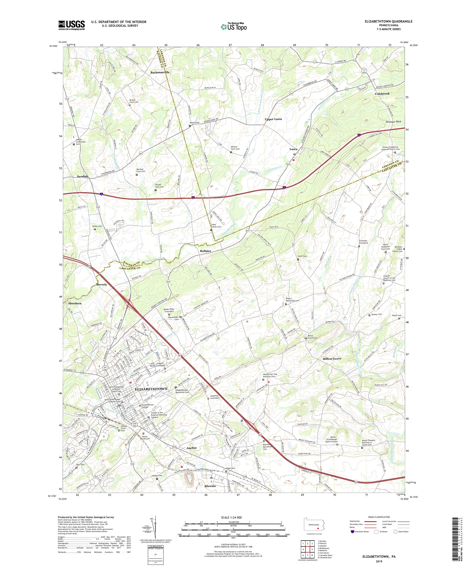 Elizabethtown Pennsylvania US Topo Map – MyTopo Map Store