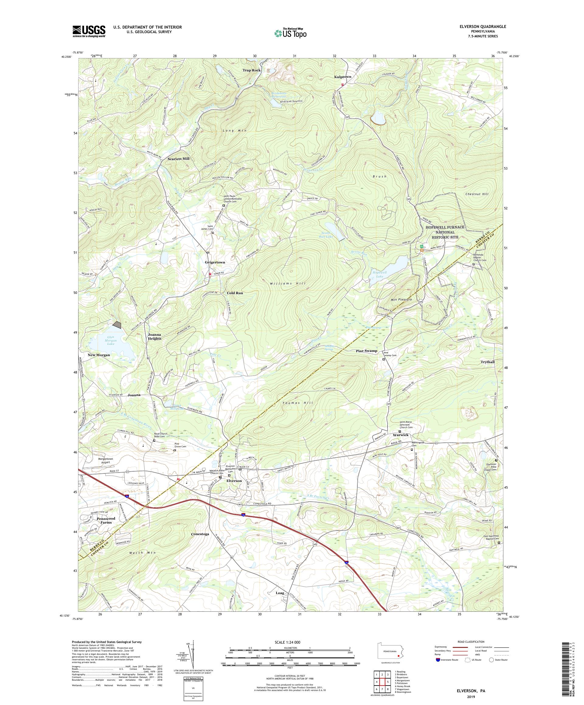 Elverson Pennsylvania US Topo Map – MyTopo Map Store