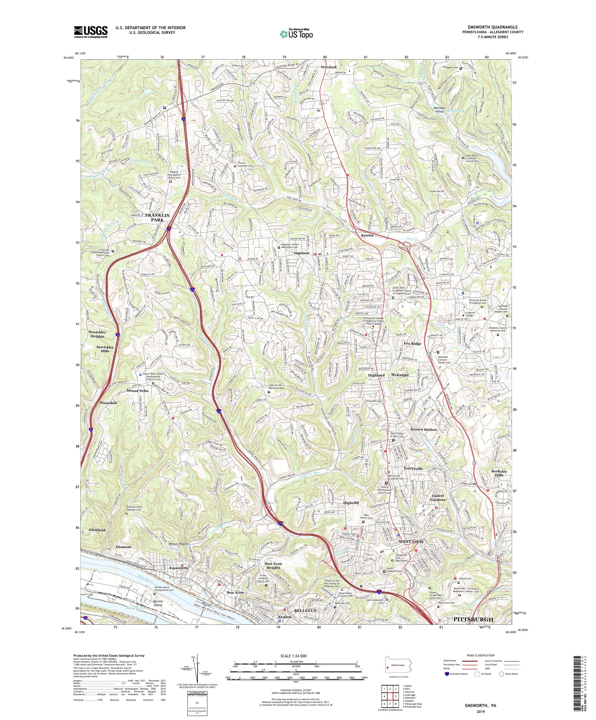Emsworth Pennsylvania US Topo Map – MyTopo Map Store