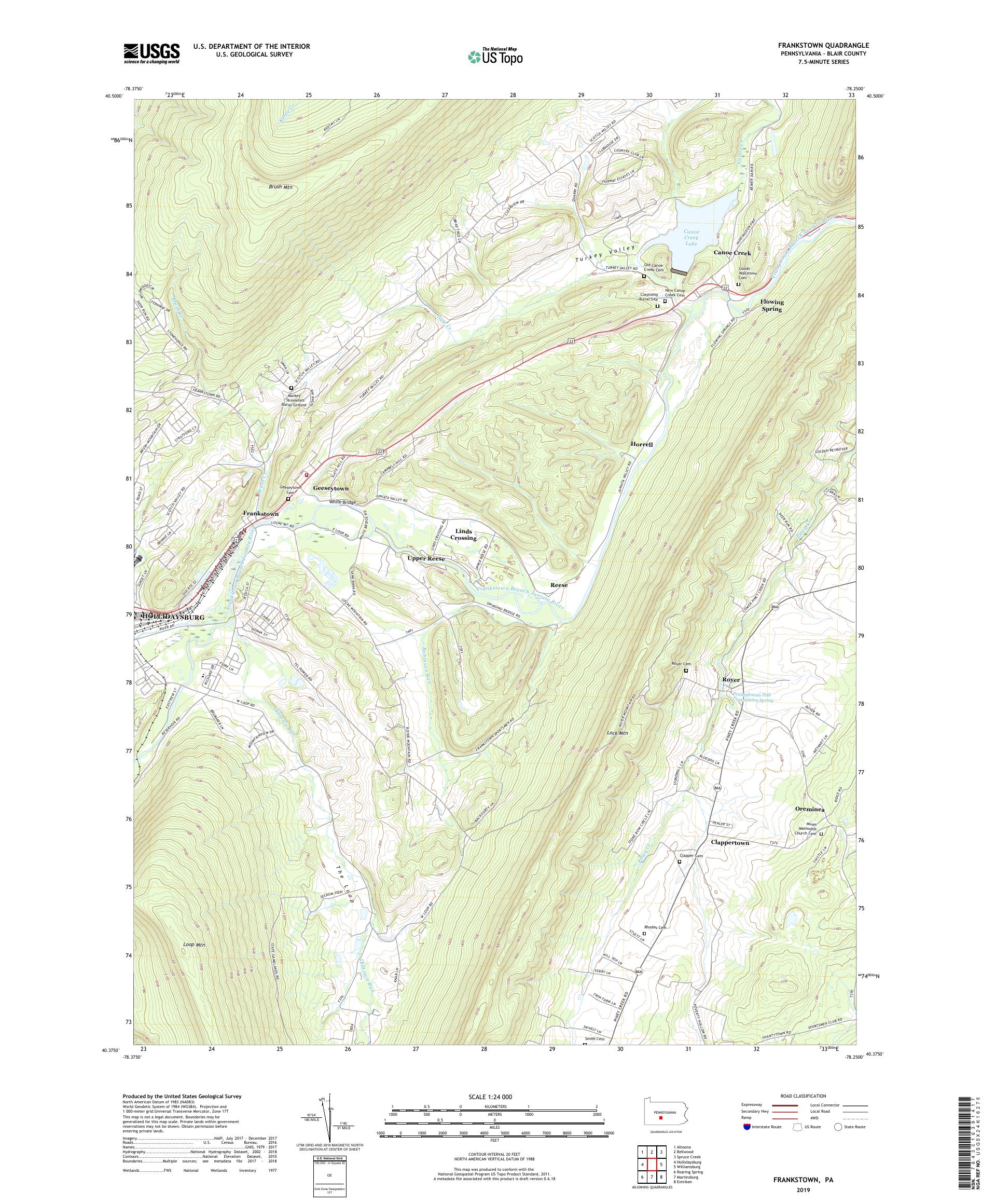 Frankstown Pennsylvania US Topo Map – MyTopo Map Store