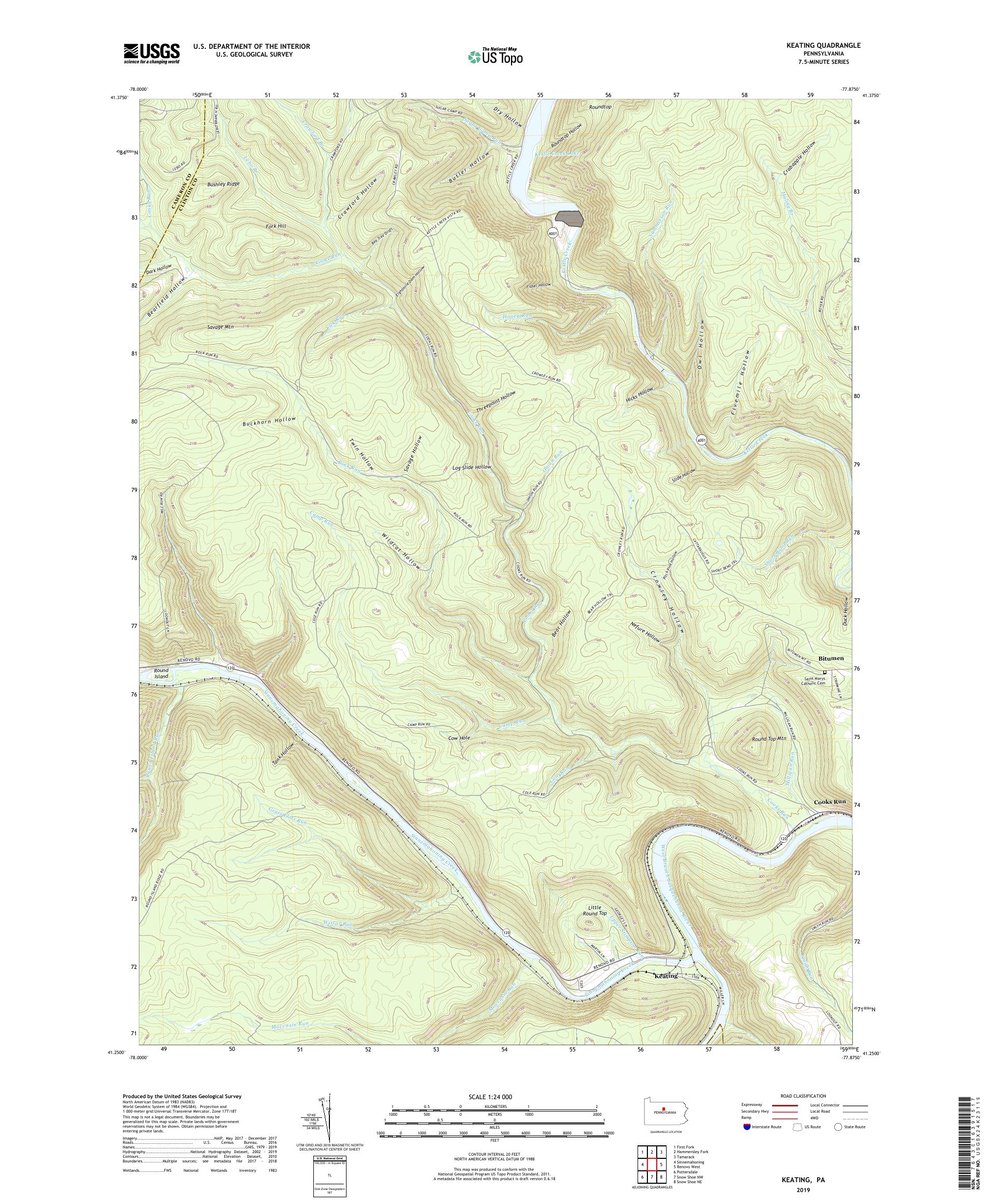Keating Pennsylvania US Topo Map – MyTopo Map Store