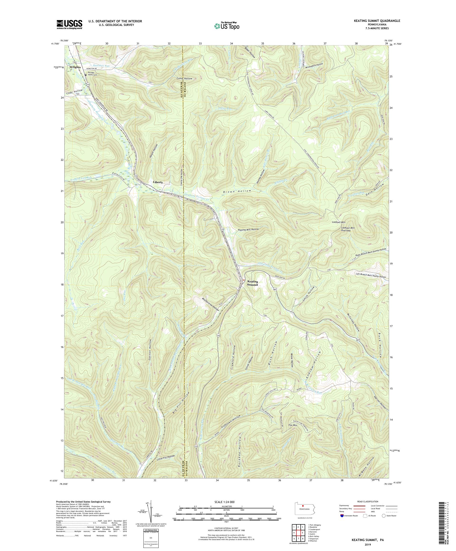 Keating Summit Pennsylvania US Topo Map – MyTopo Map Store