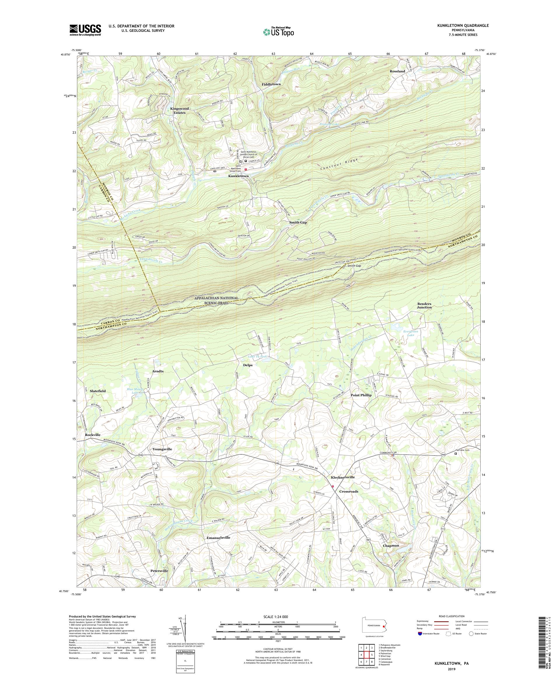 Kunkletown Pennsylvania US Topo Map – MyTopo Map Store