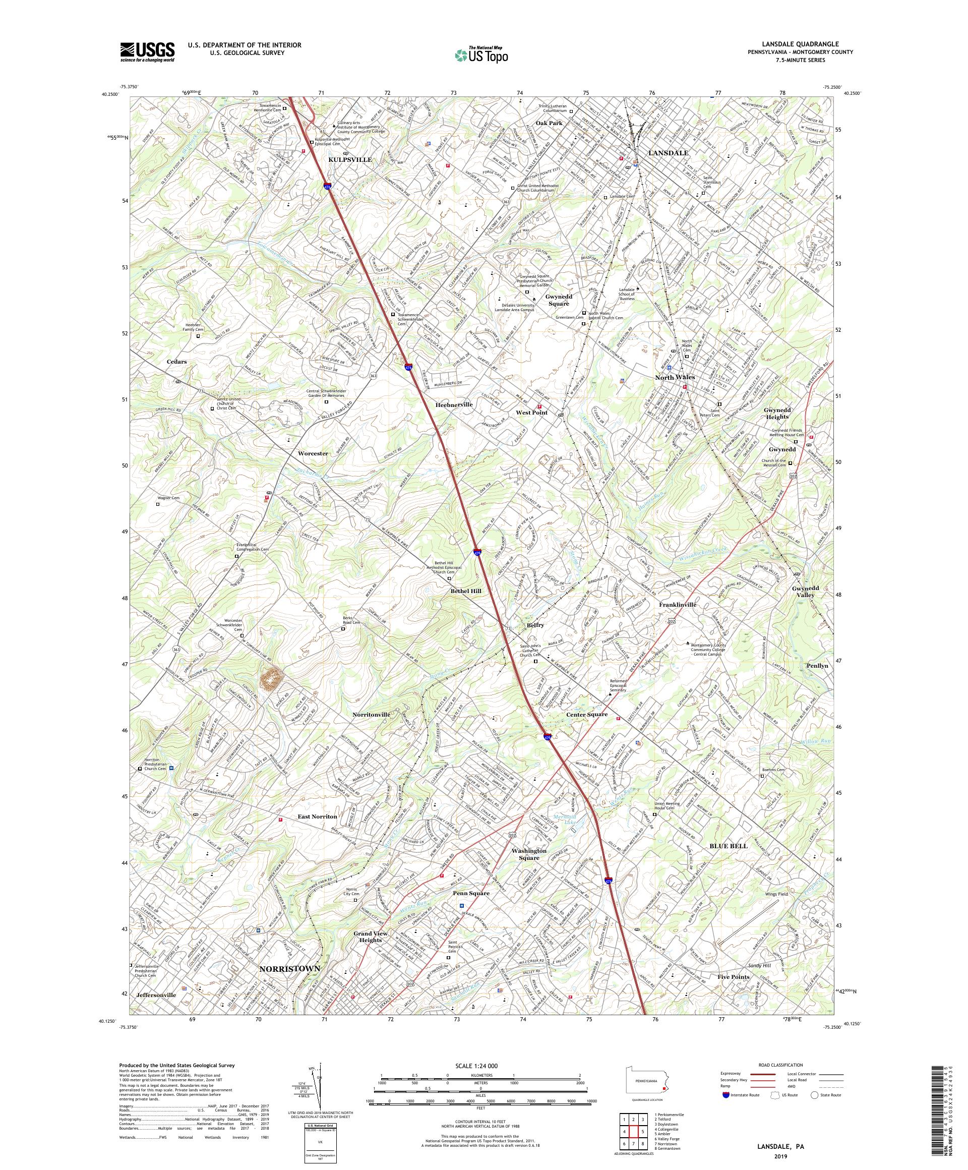 Lansdale Pennsylvania US Topo Map – MyTopo Map Store