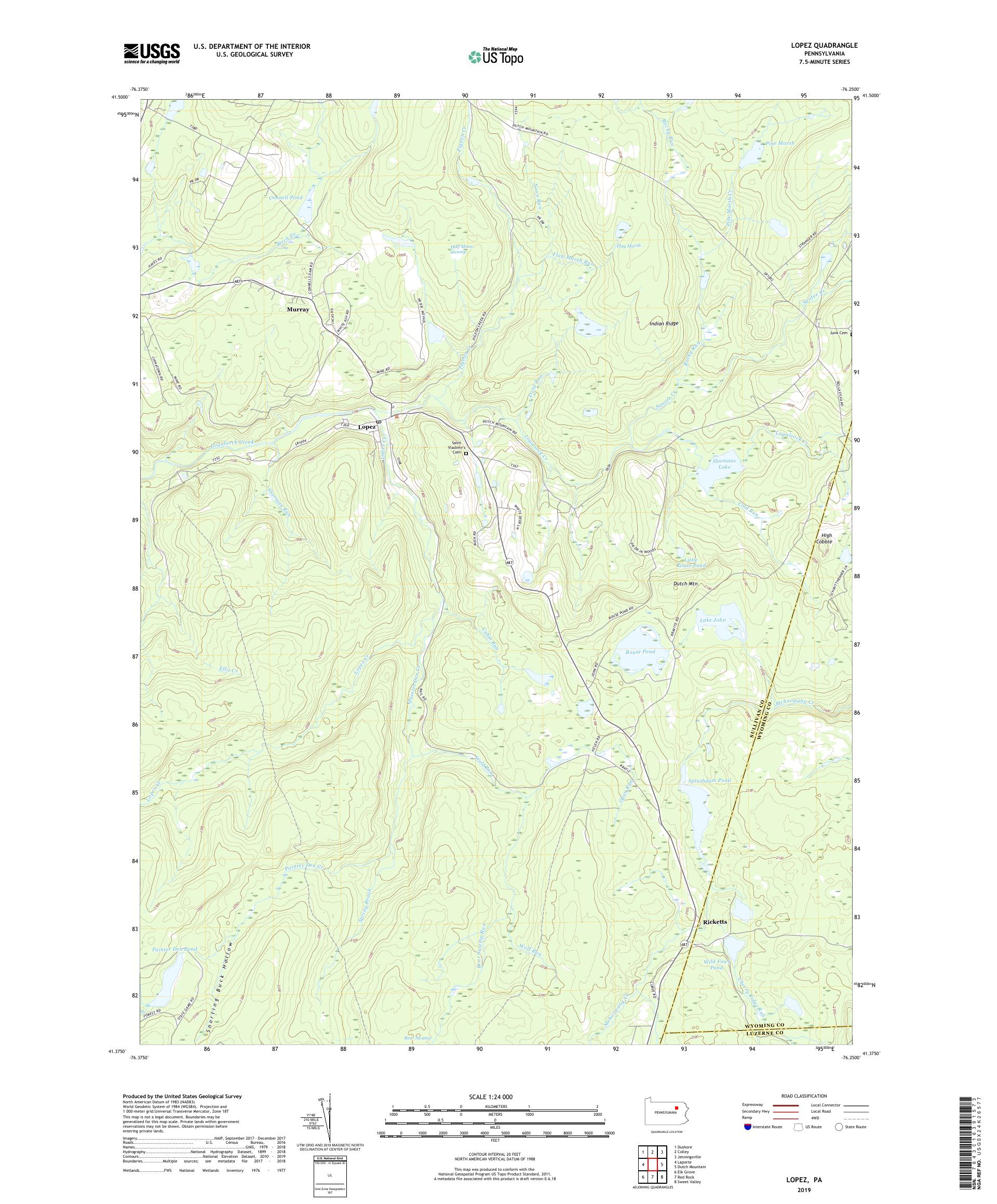 Lopez Pennsylvania US Topo Map – MyTopo Map Store
