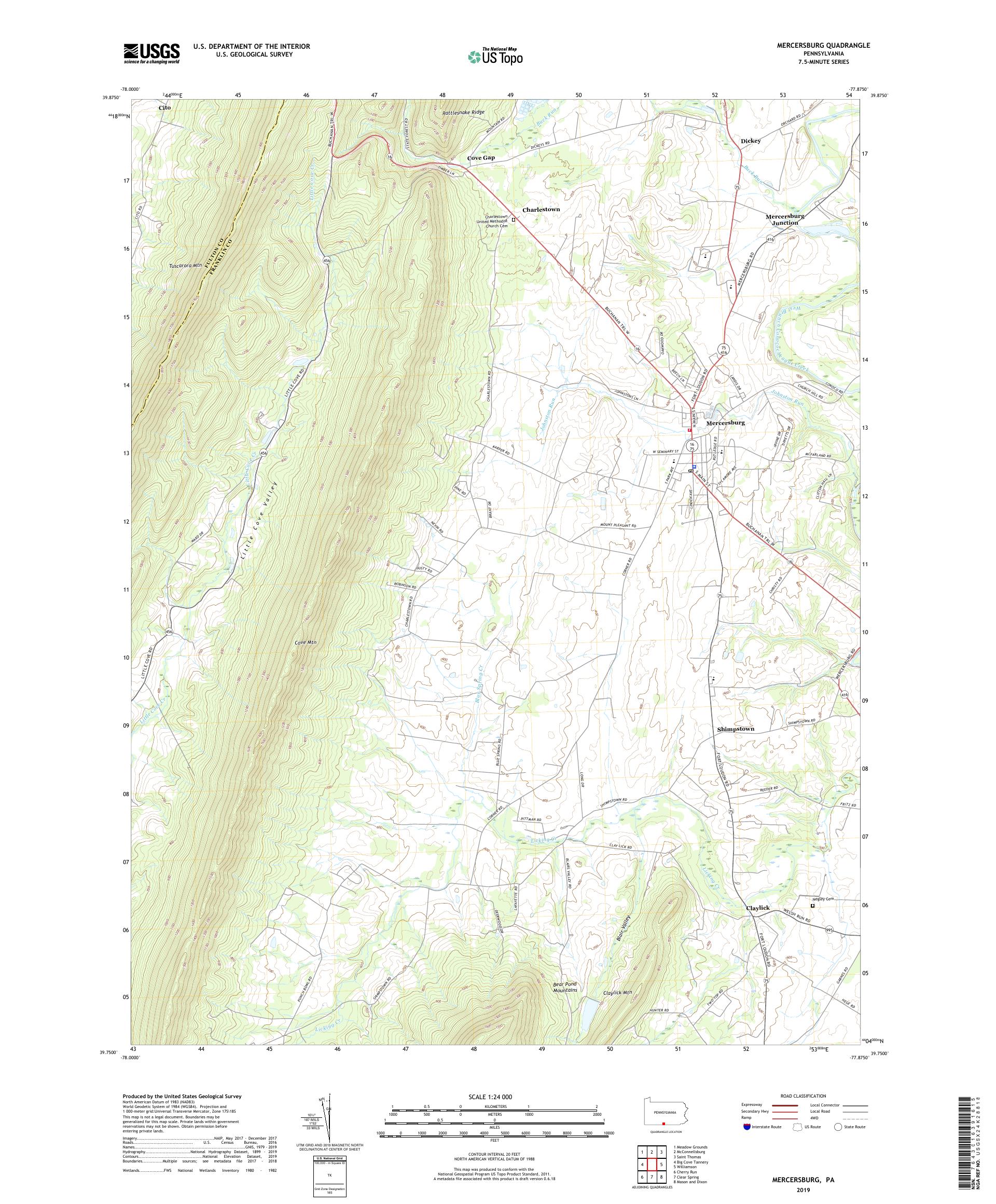 Mercersburg Pennsylvania US Topo Map – MyTopo Map Store