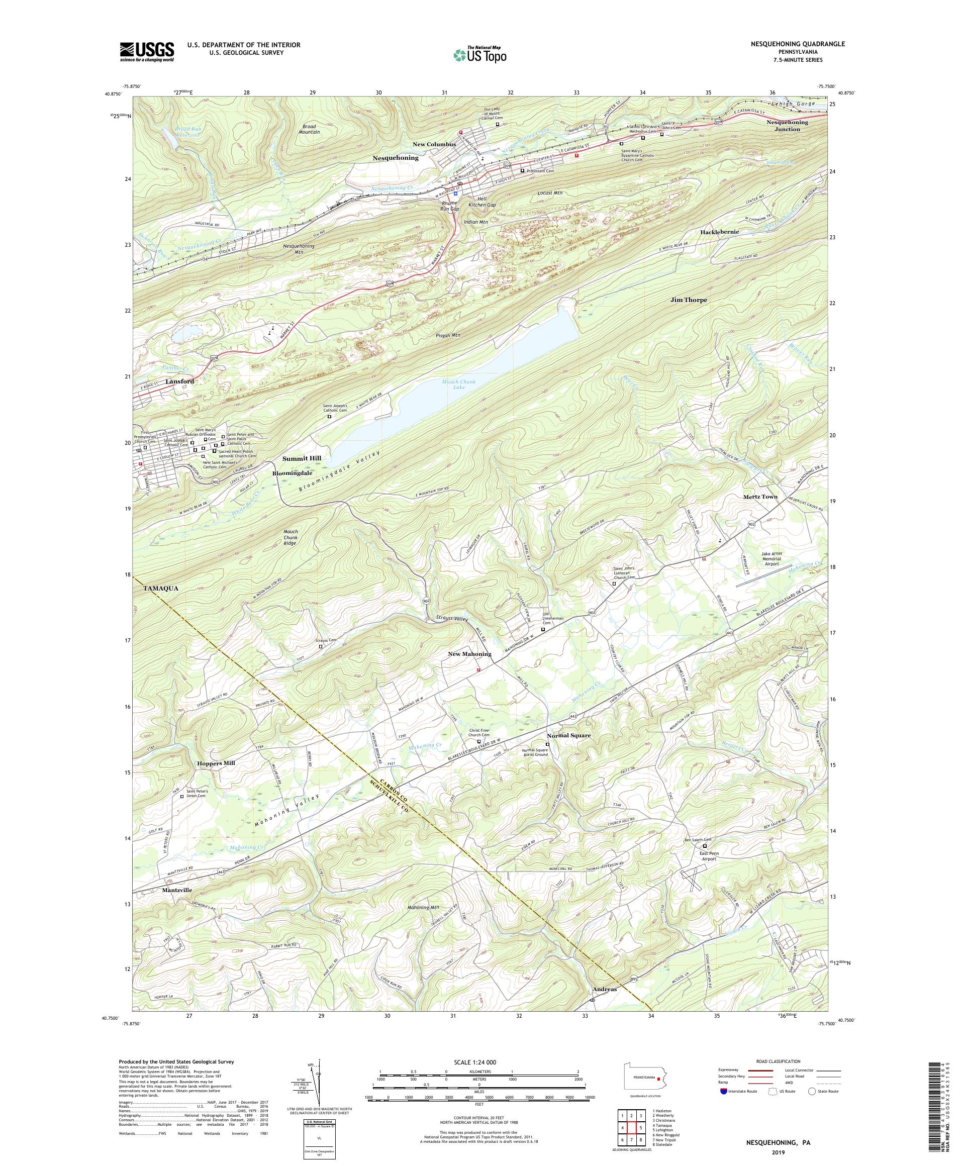 Nesquehoning Pennsylvania US Topo Map – MyTopo Map Store