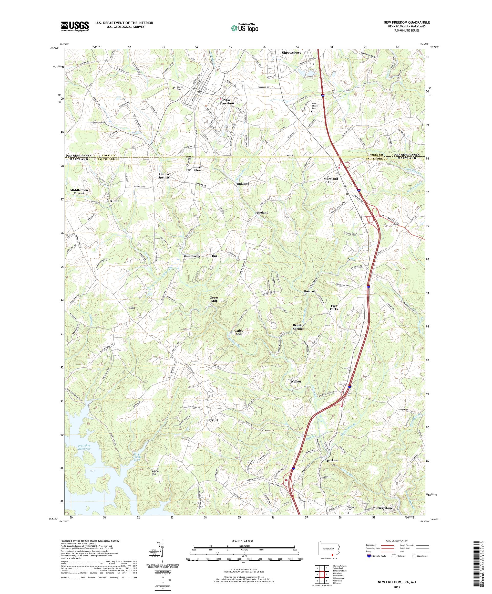 New Freedom Pennsylvania US Topo Map – MyTopo Map Store