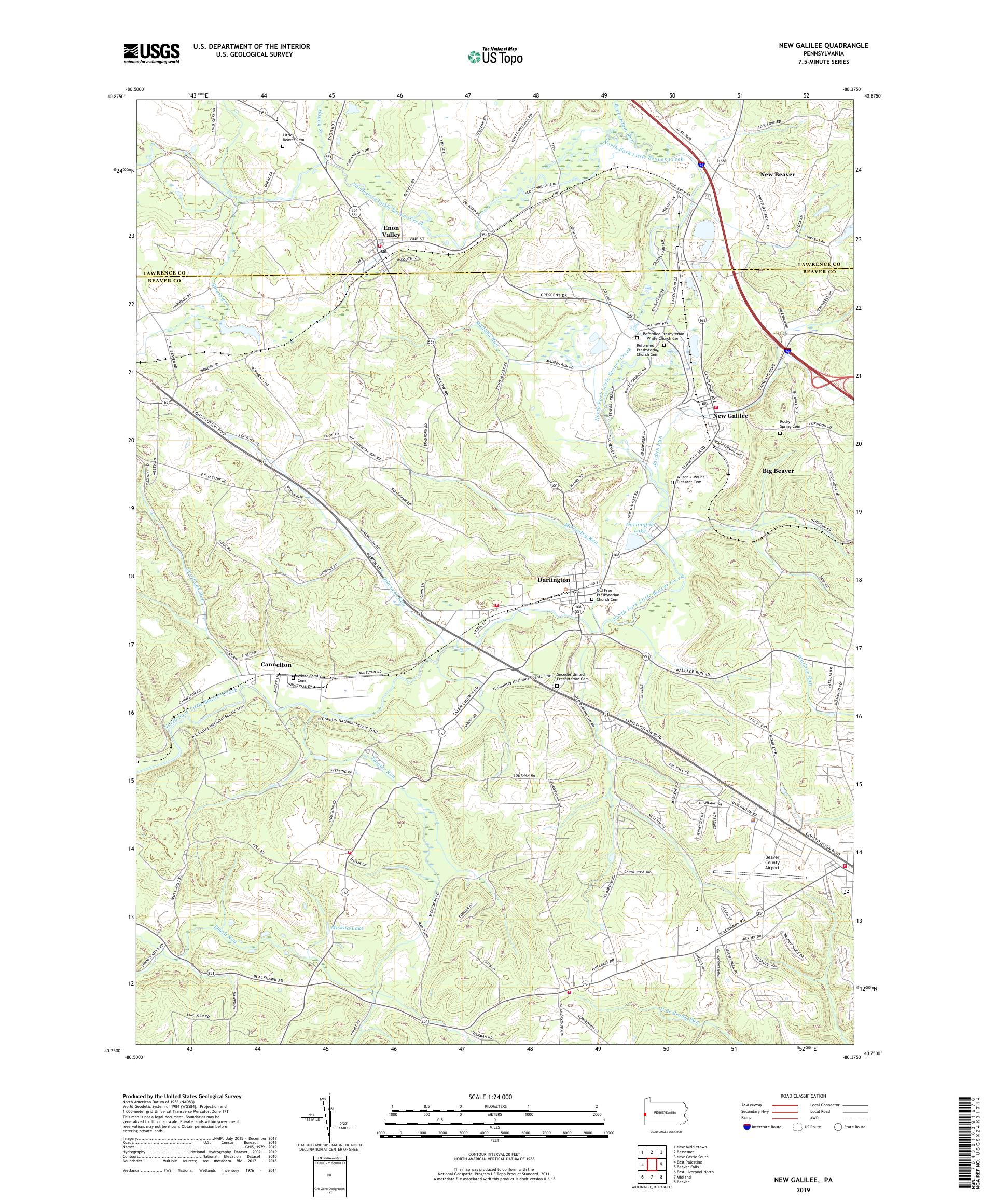 New Galilee Pennsylvania US Topo Map – MyTopo Map Store