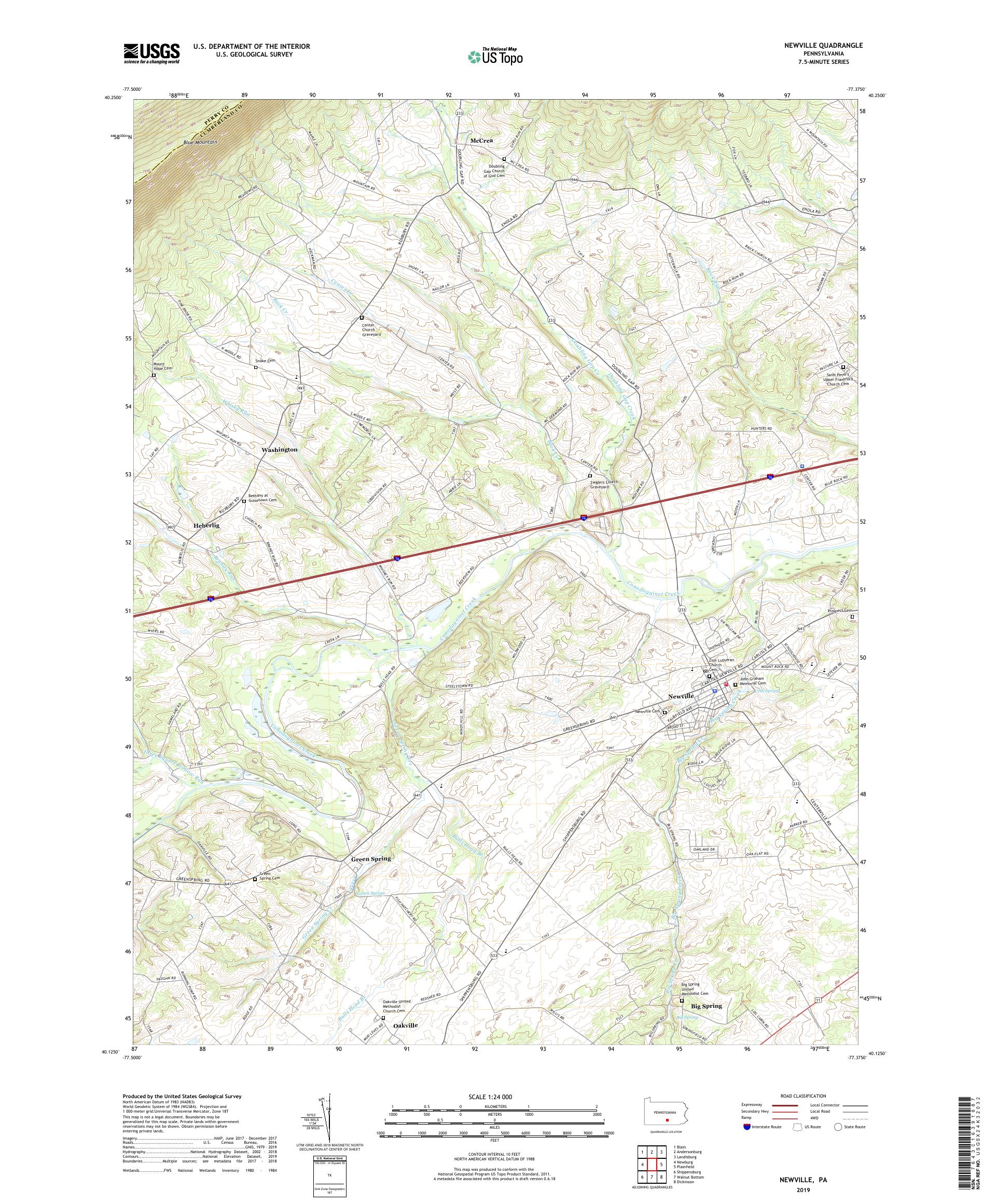 Newville Pennsylvania US Topo Map – MyTopo Map Store