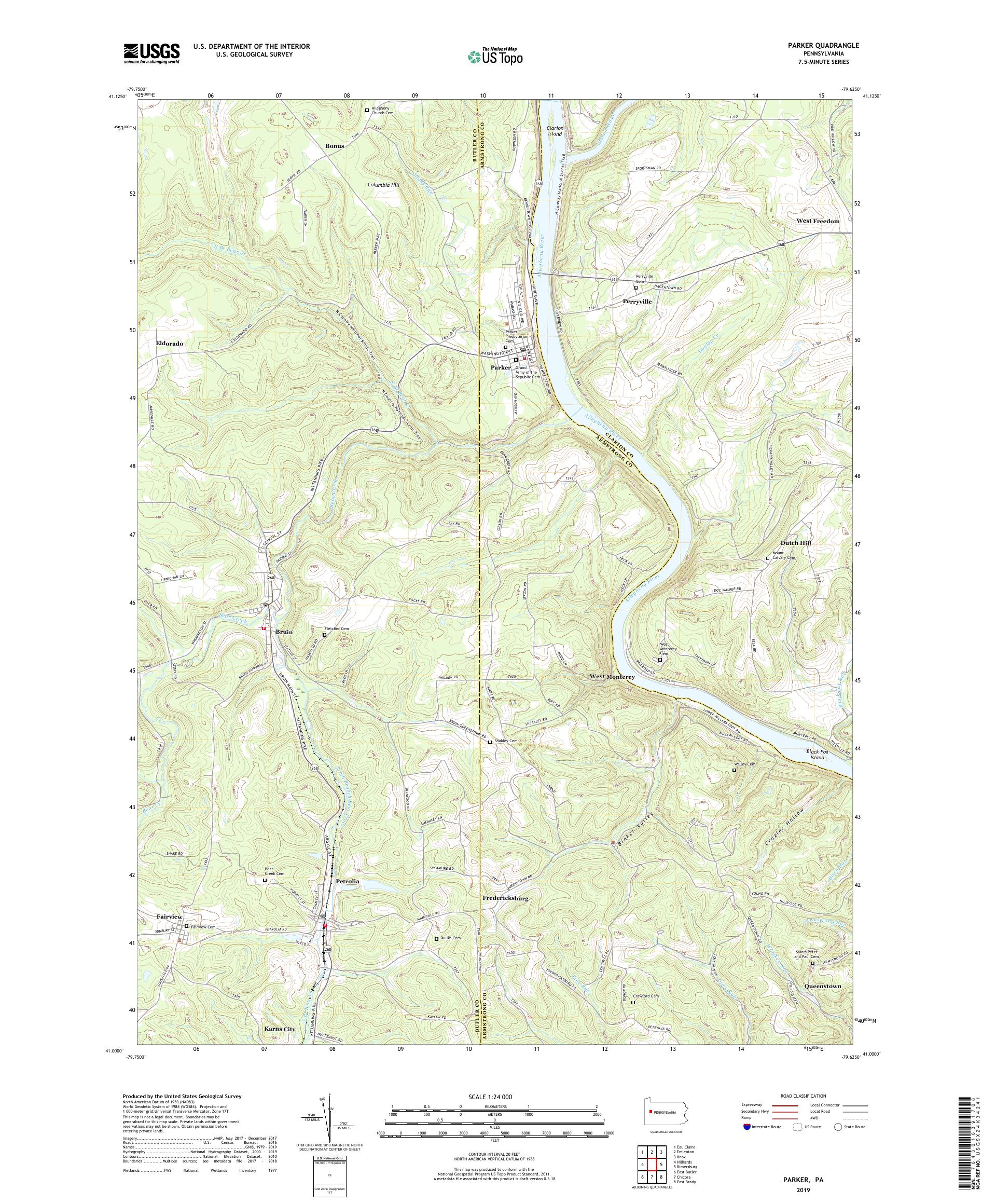 Parker Pennsylvania US Topo Map – MyTopo Map Store