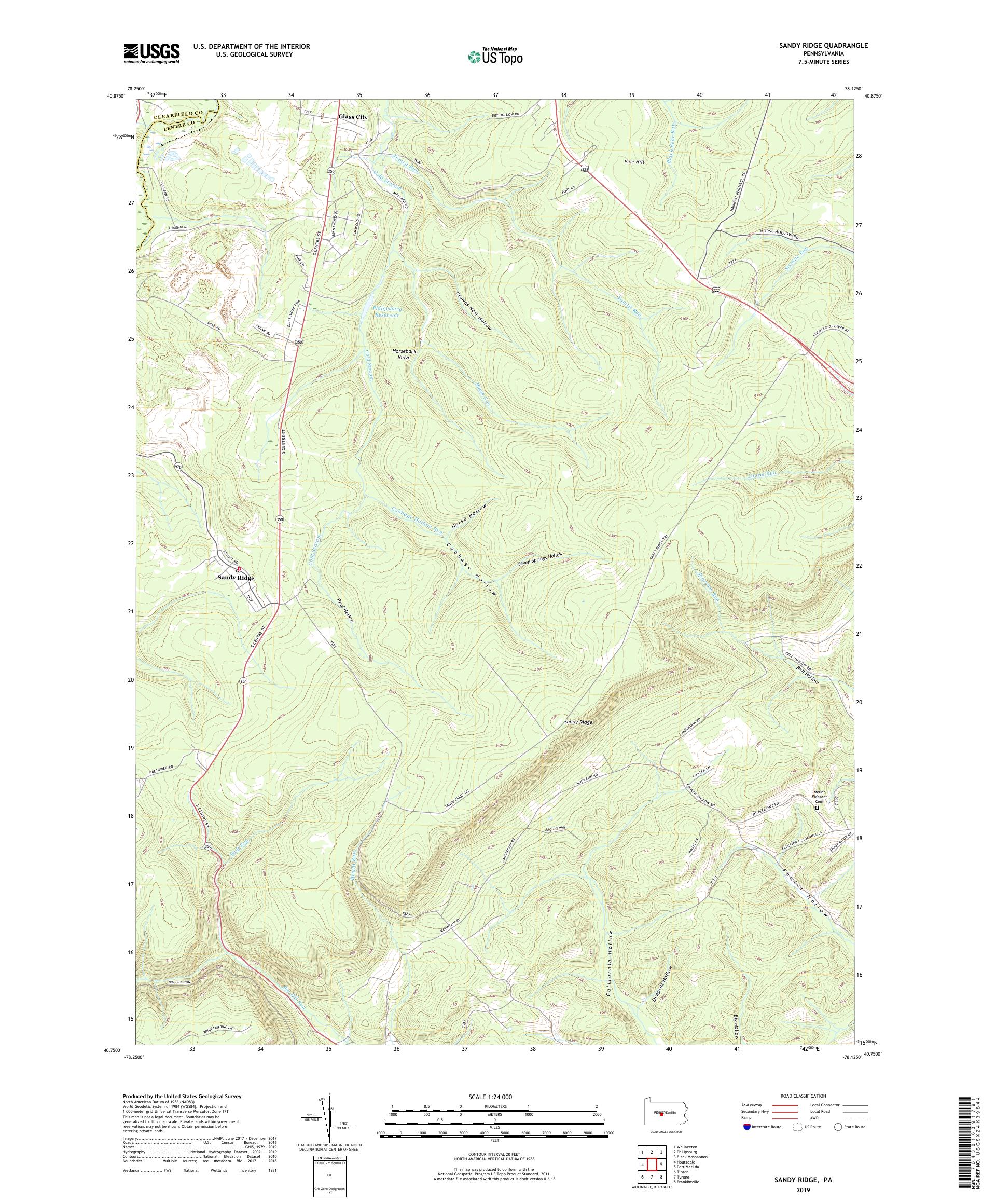 Sandy Ridge Pennsylvania US Topo Map – MyTopo Map Store