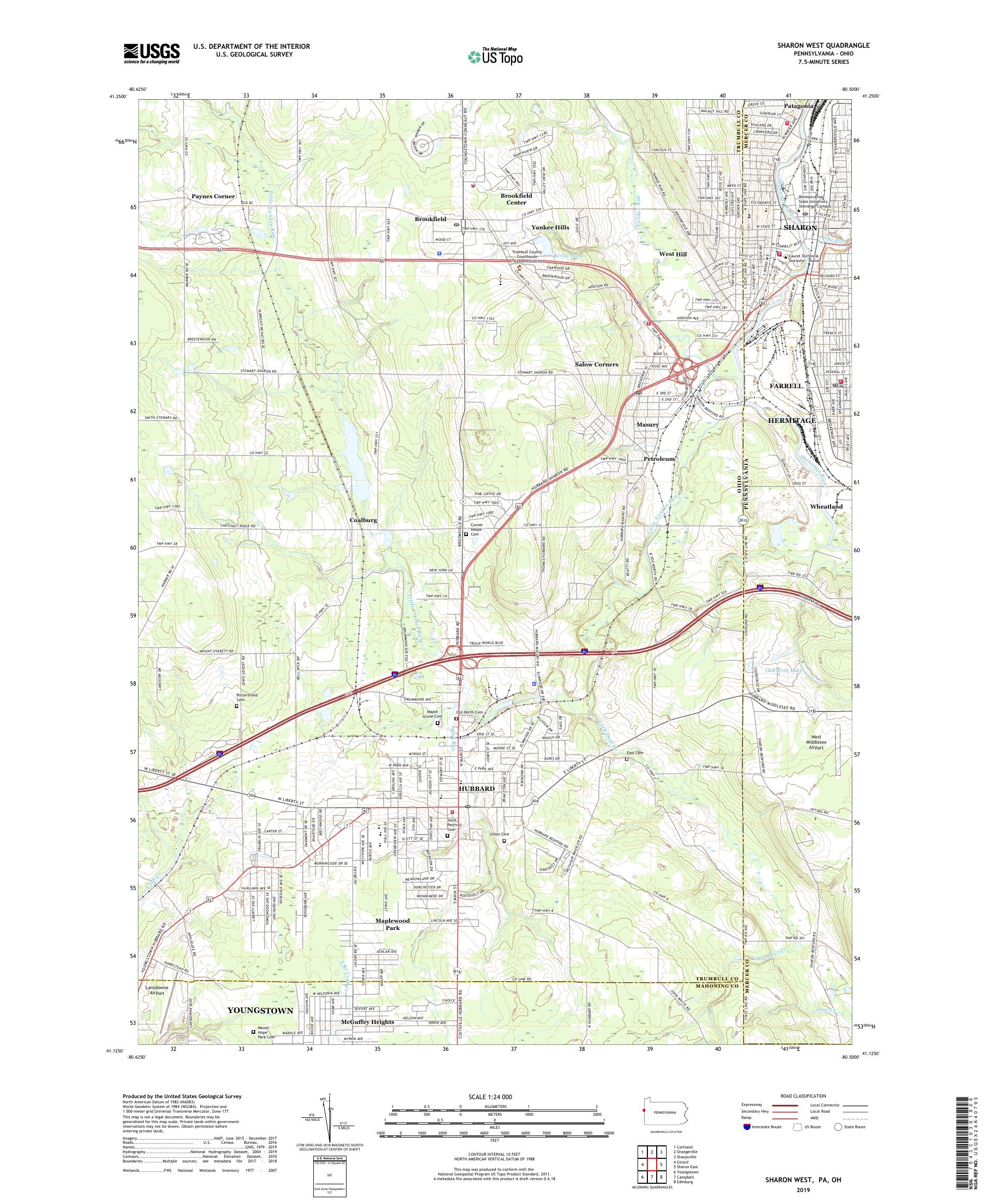Sharon West Pennsylvania US Topo Map – MyTopo Map Store