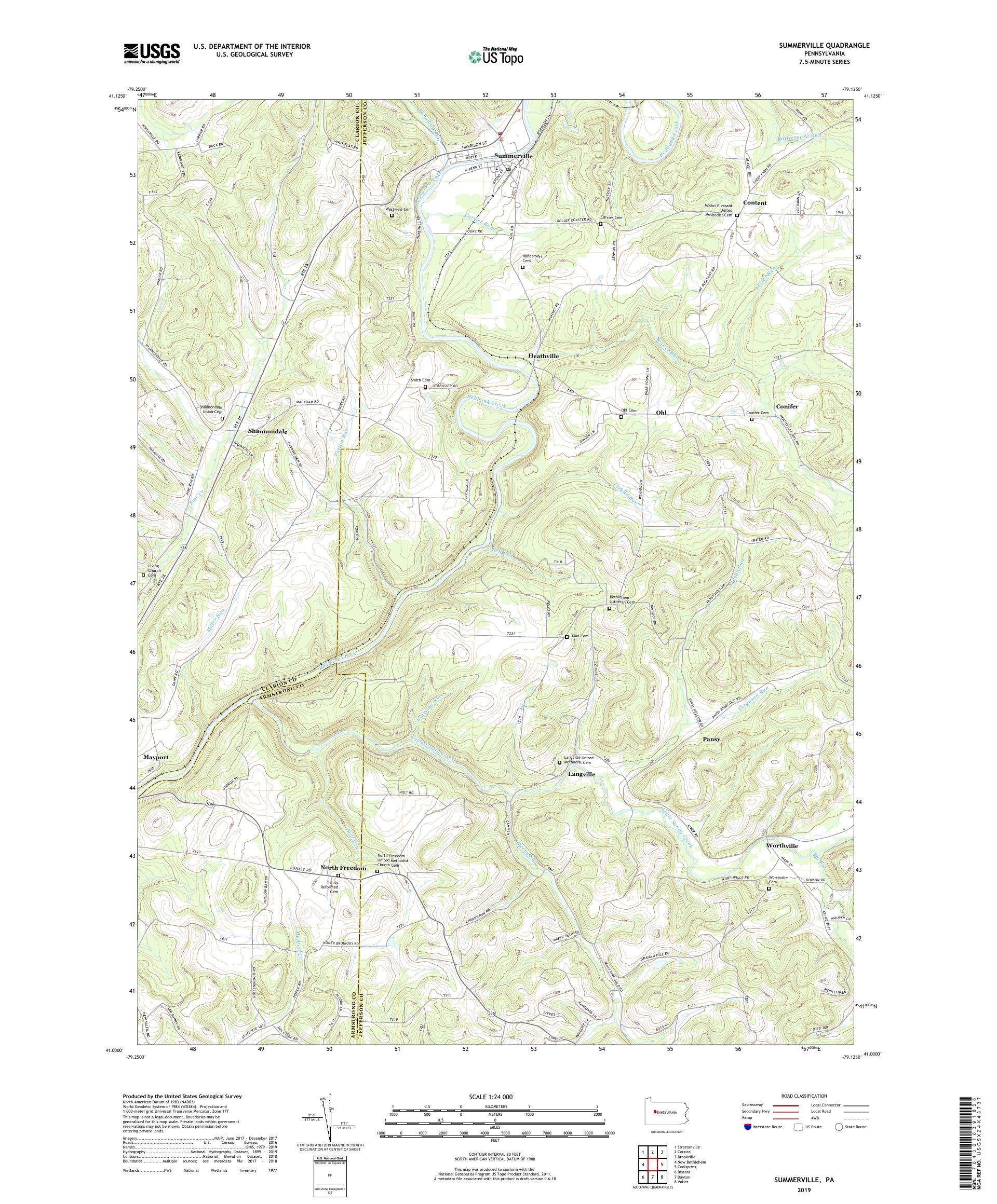 Summerville Pennsylvania US Topo Map – MyTopo Map Store