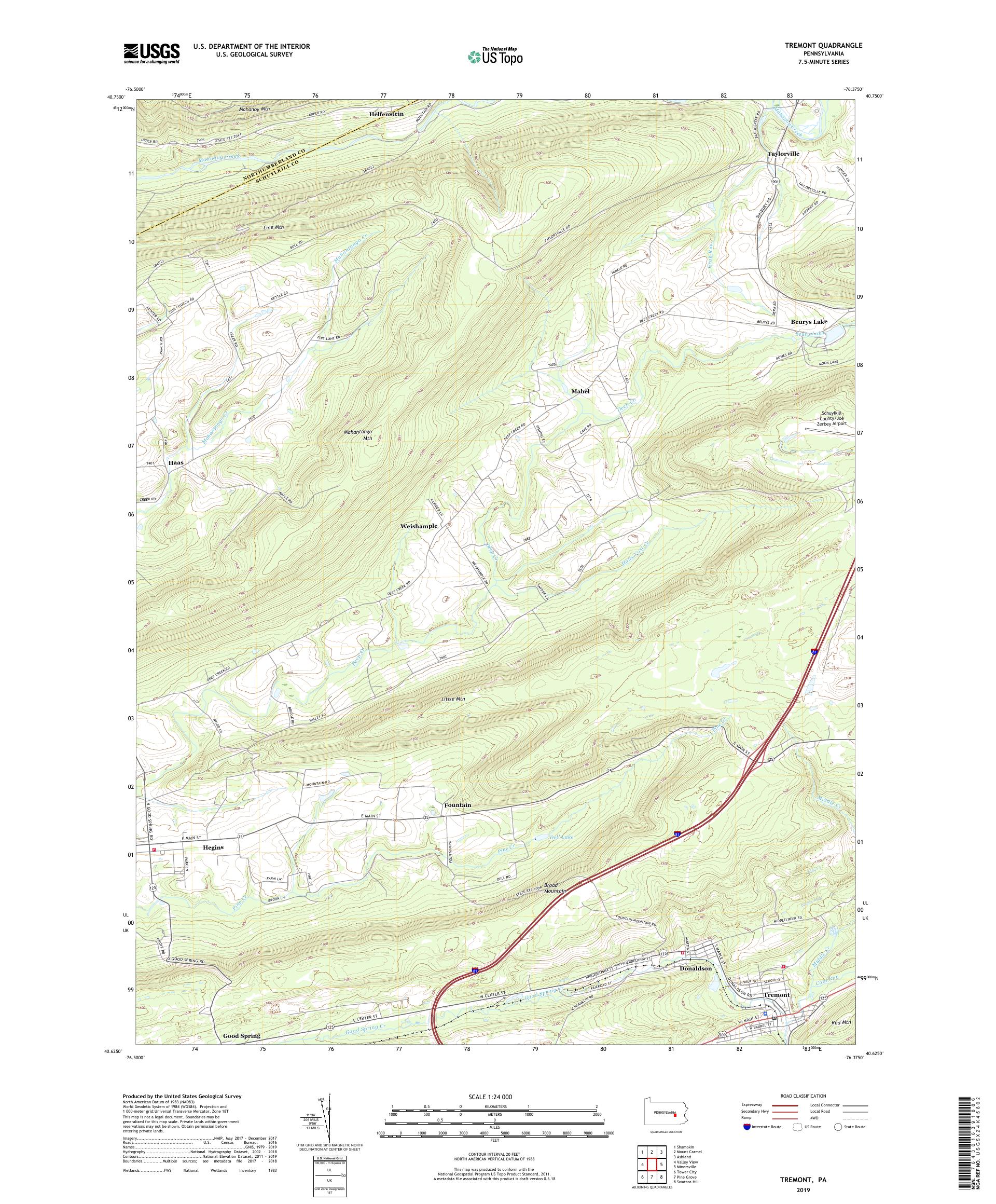 Tremont Pennsylvania US Topo Map – MyTopo Map Store
