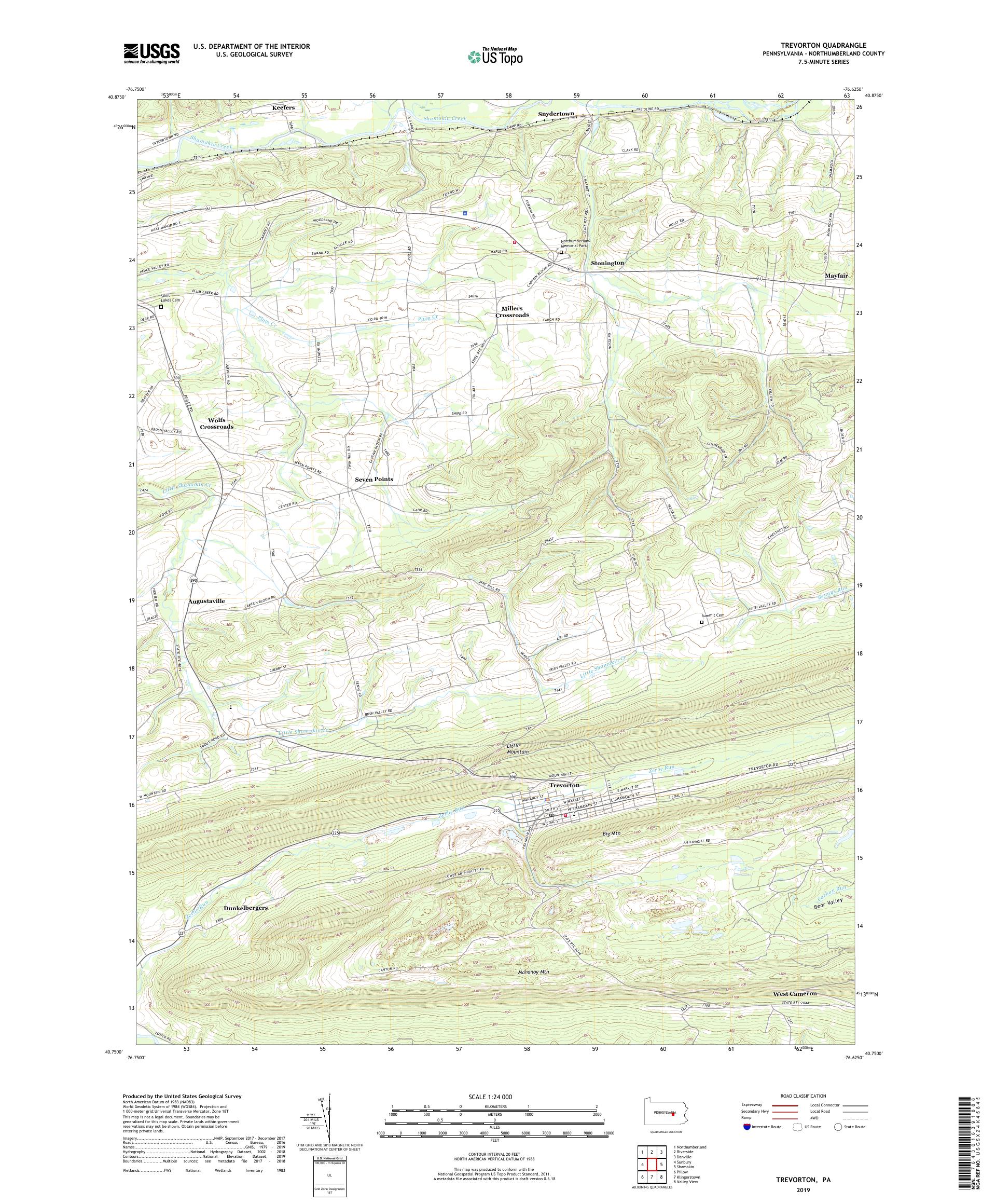 Trevorton Pennsylvania US Topo Map – MyTopo Map Store