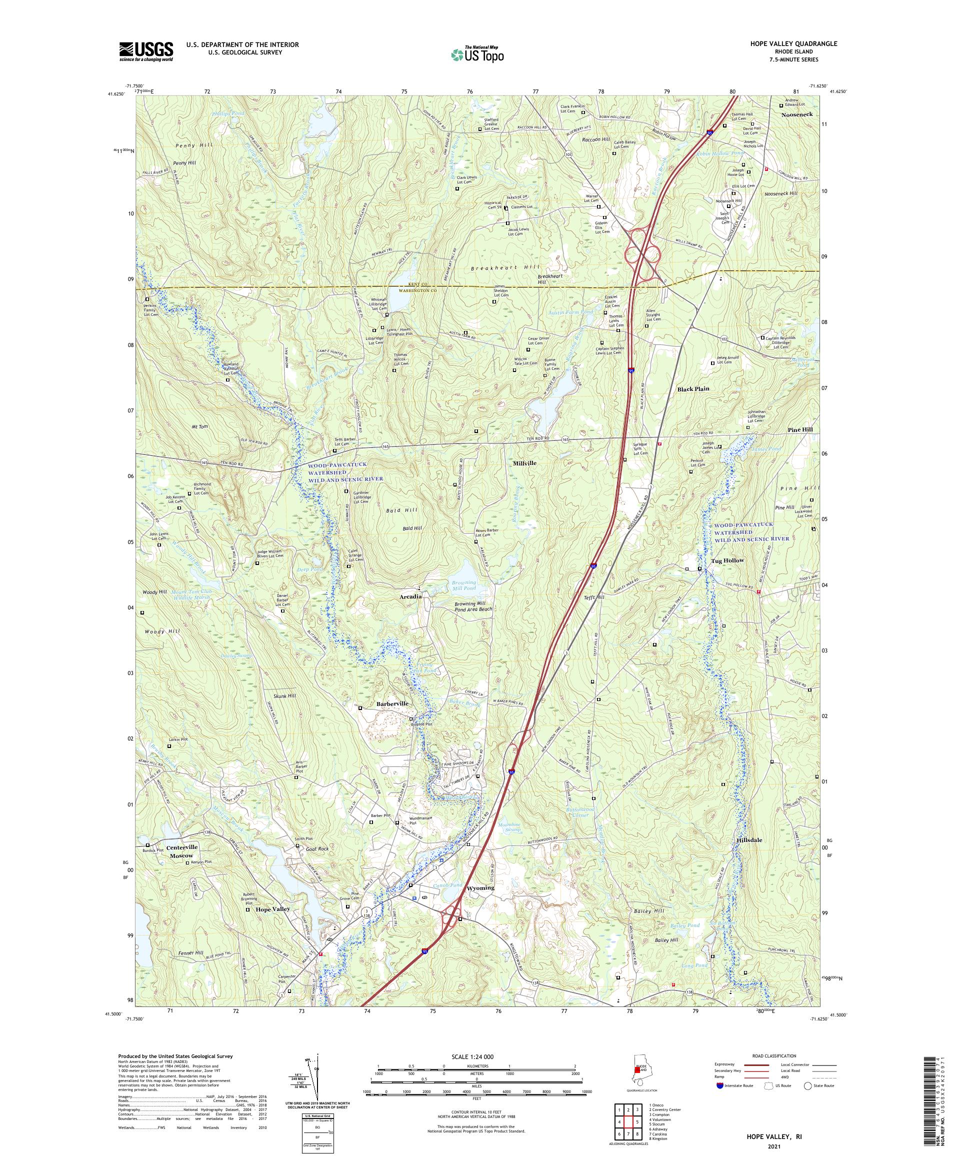 Hope Valley Rhode Island US Topo Map – MyTopo Map Store
