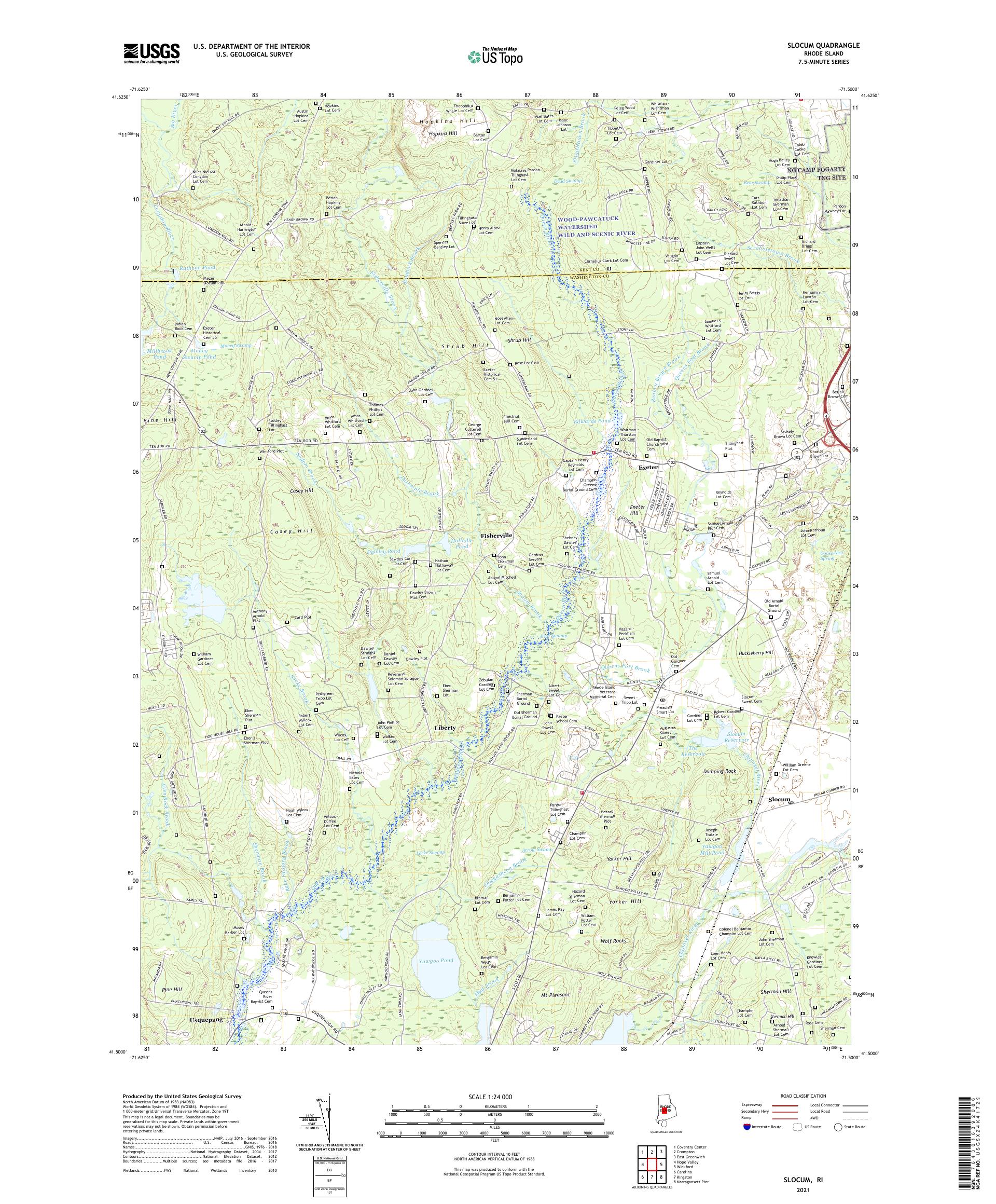 Slocum Rhode Island US Topo Map – MyTopo Map Store