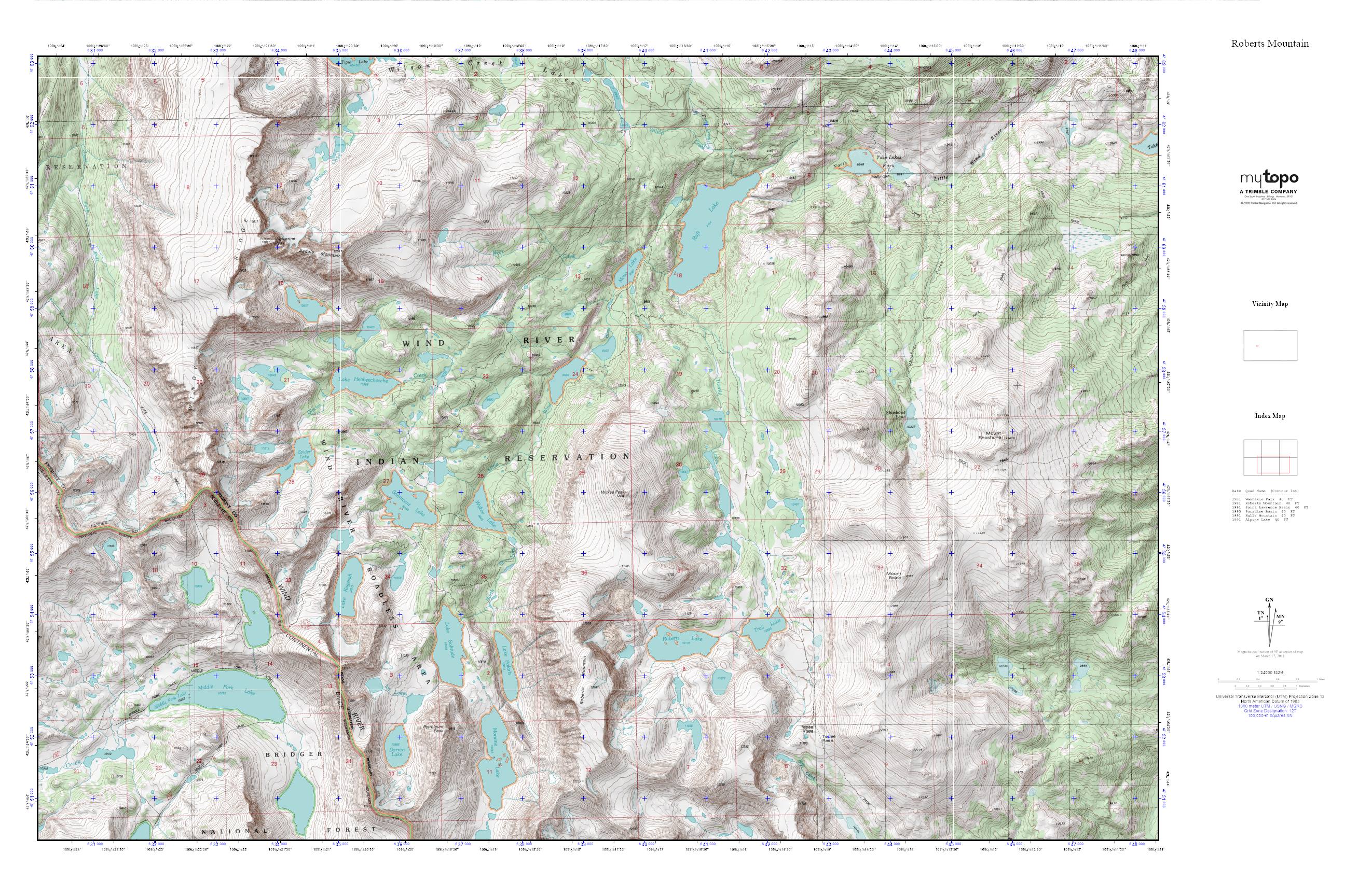 Roberts Mountain MyTopo Explorer Series Map – MyTopo Map Store