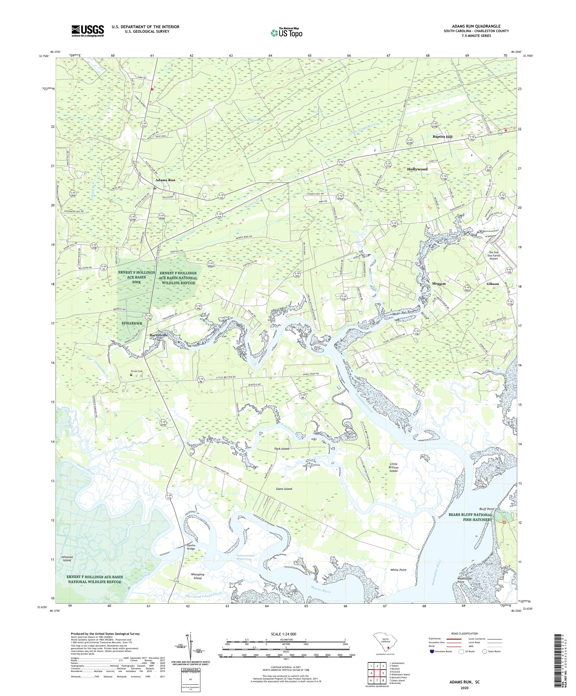 Adams Run South Carolina US Topo Map – MyTopo Map Store
