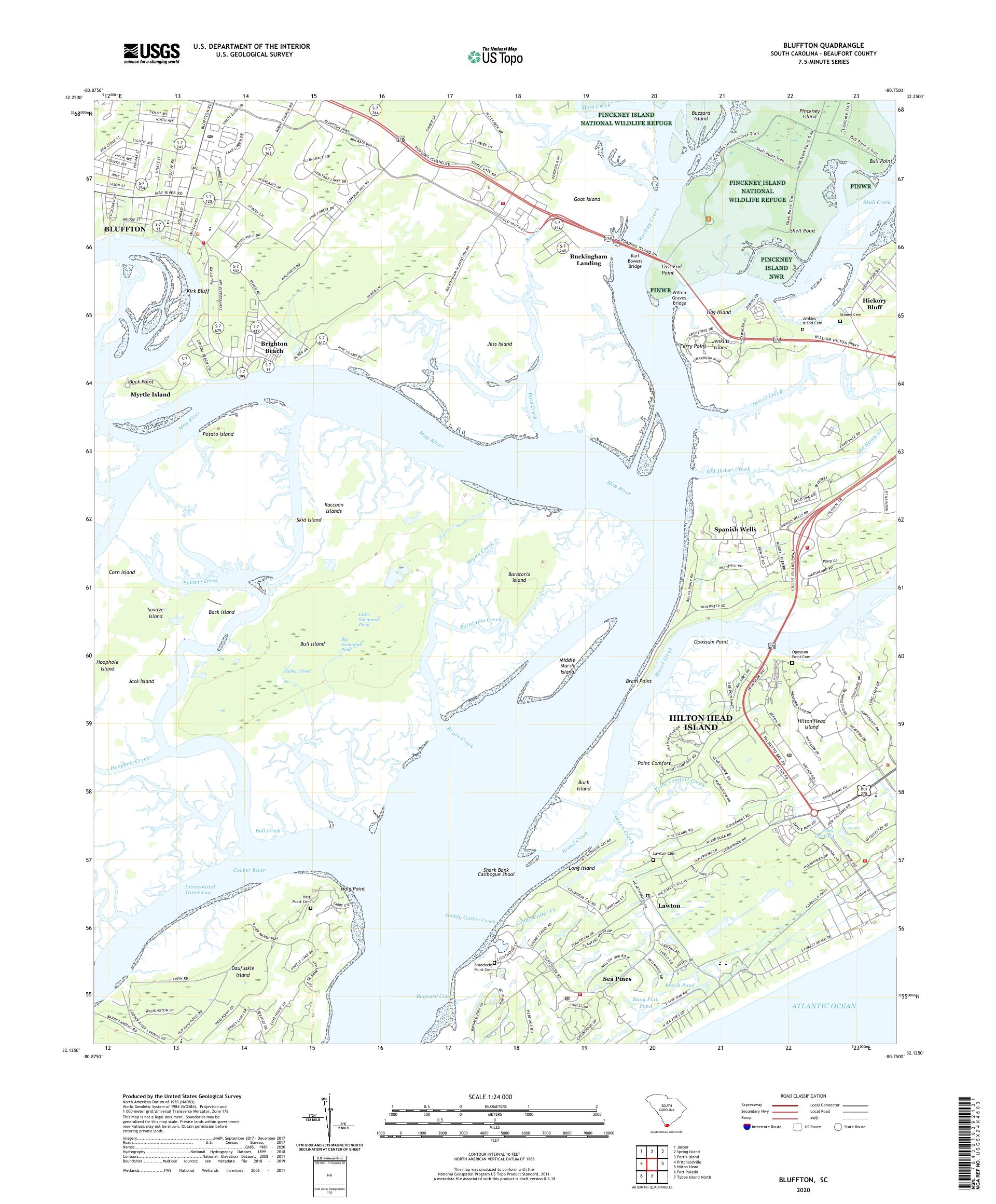 Bluffton South Carolina US Topo Map – MyTopo Map Store