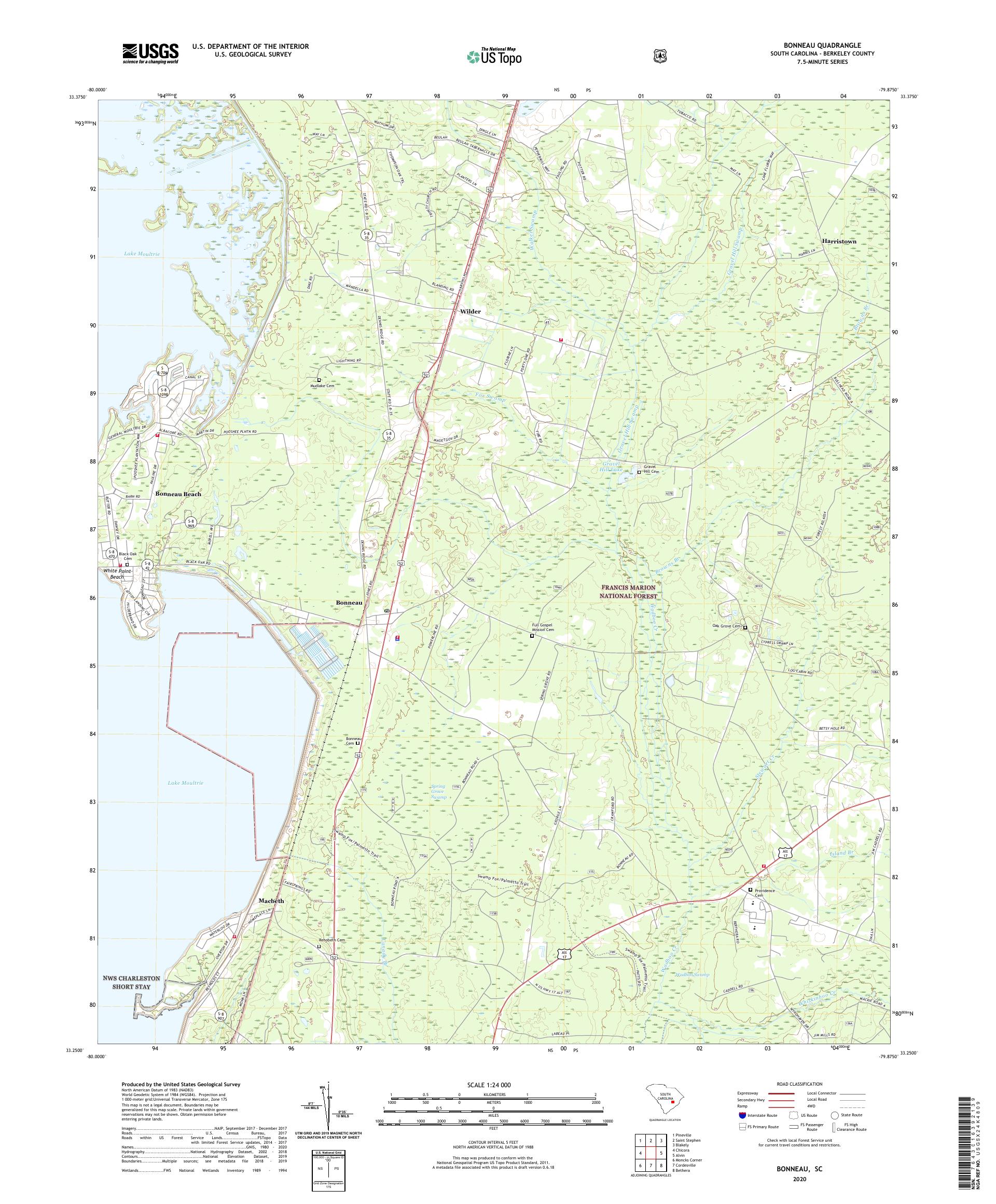 Bonneau South Carolina US Topo Map – MyTopo Map Store
