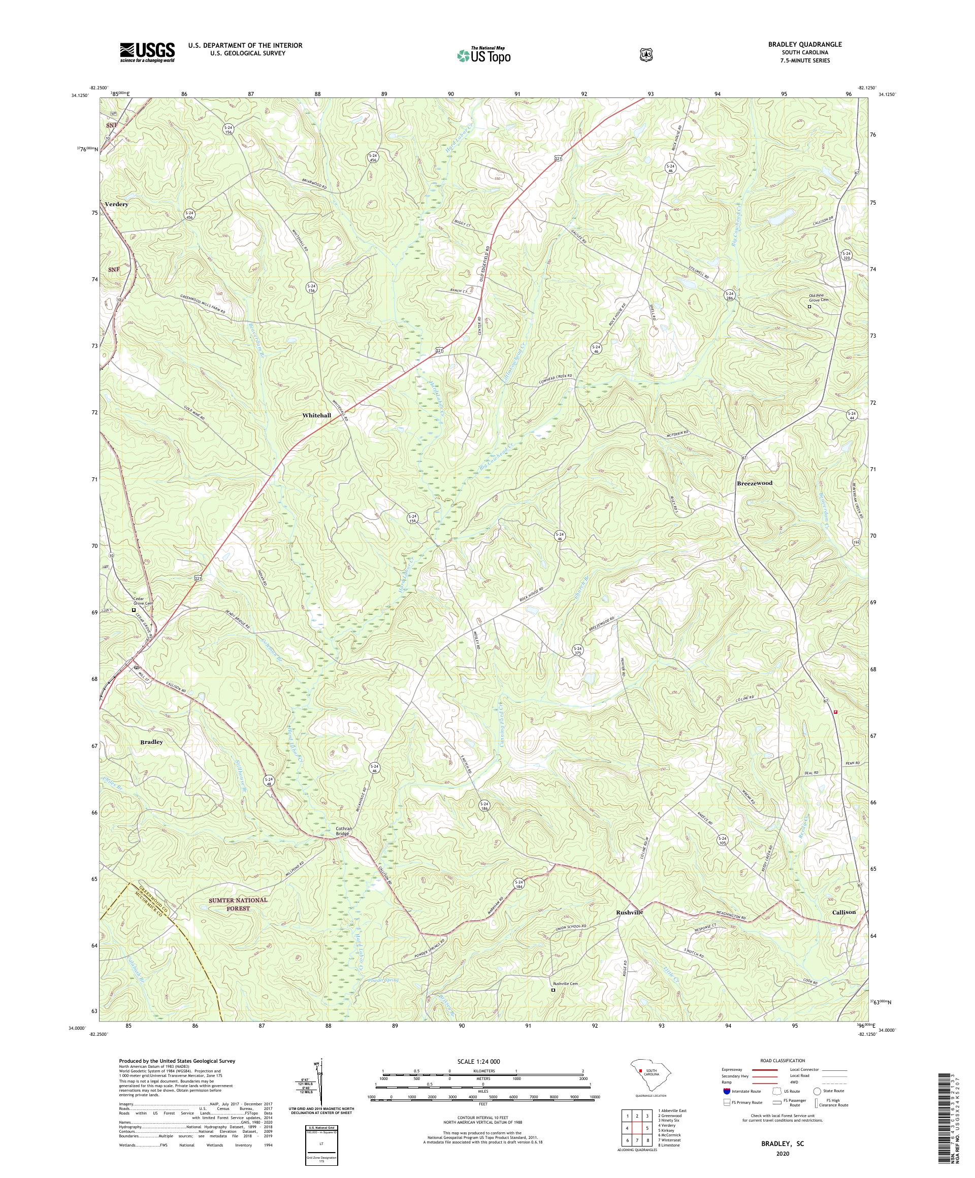 Bradley South Carolina US Topo Map – MyTopo Map Store