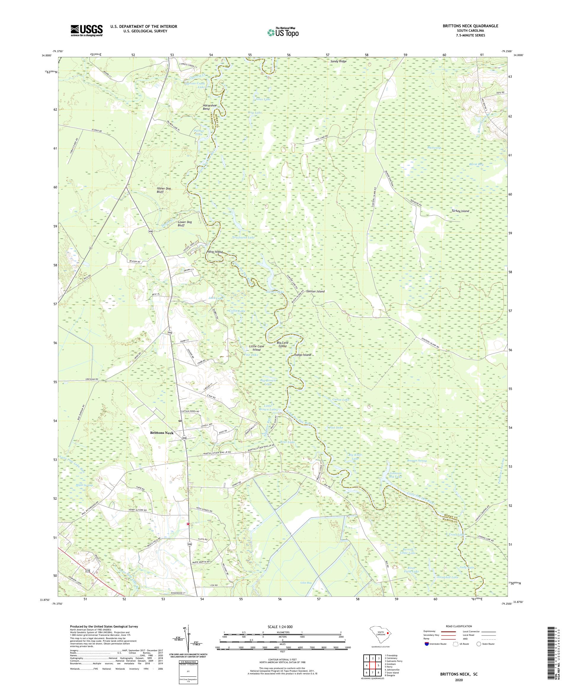 Brittons Neck South Carolina US Topo Map – MyTopo Map Store