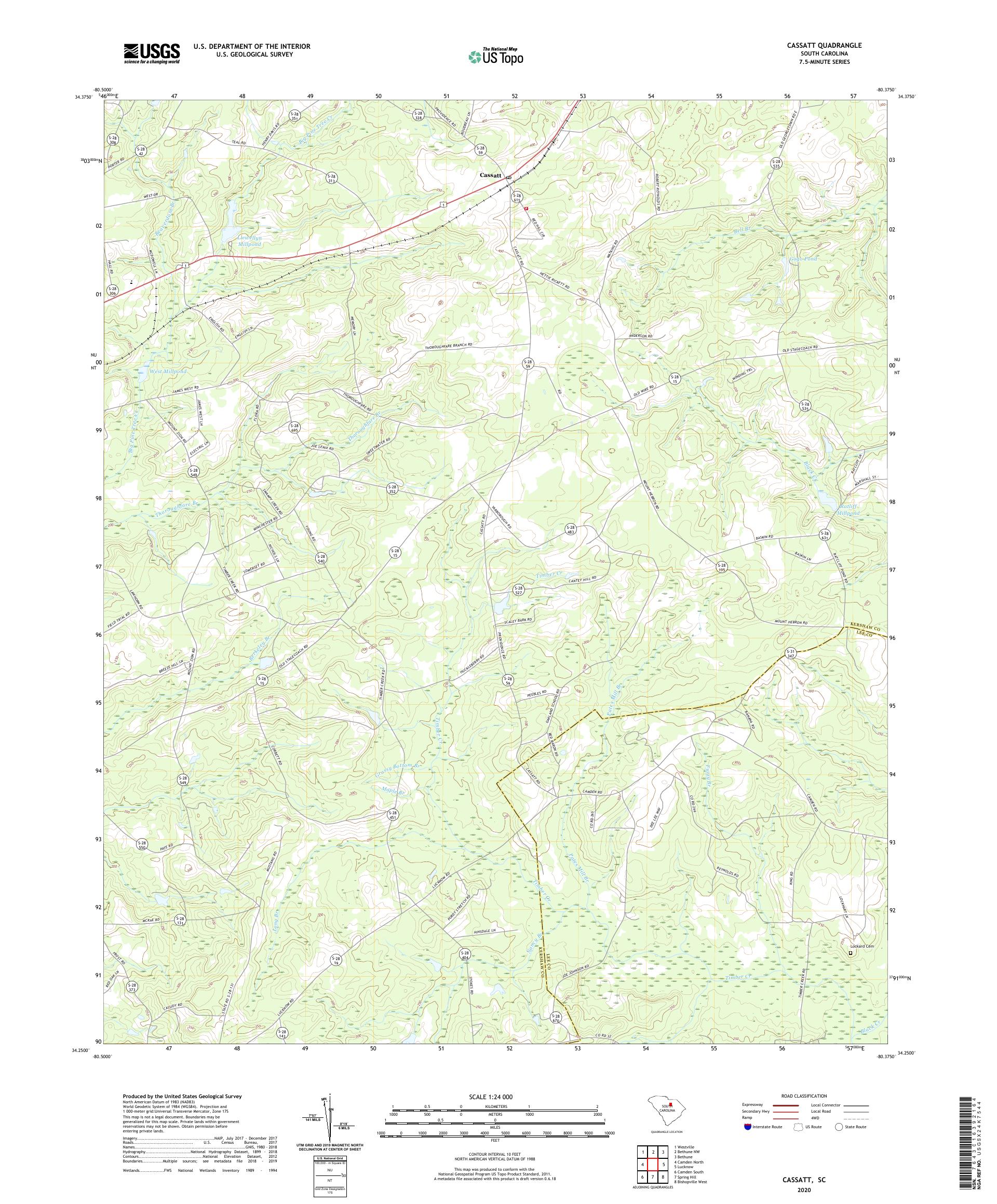 Cassatt South Carolina US Topo Map – MyTopo Map Store