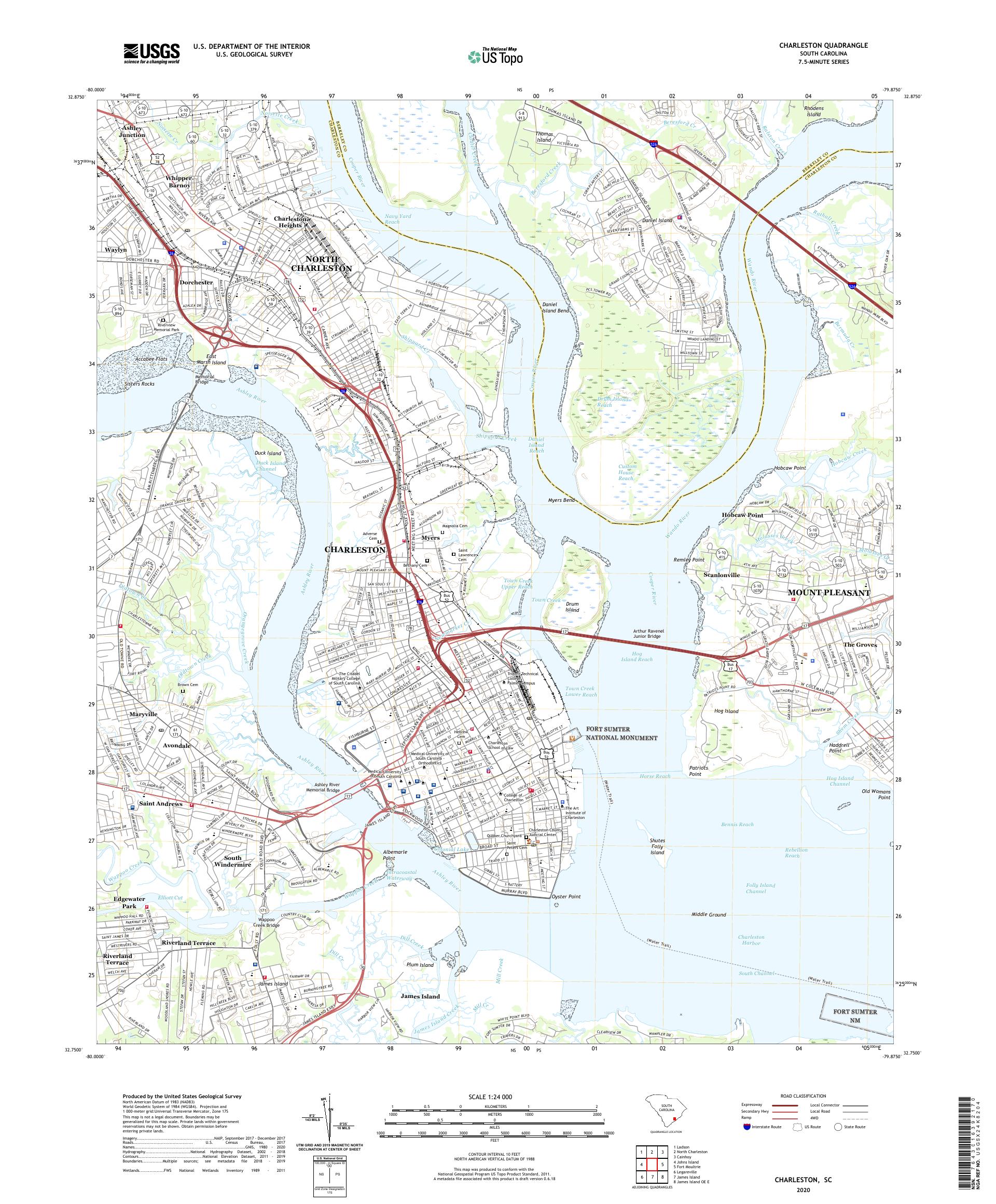 Charleston South Carolina US Topo Map – MyTopo Map Store