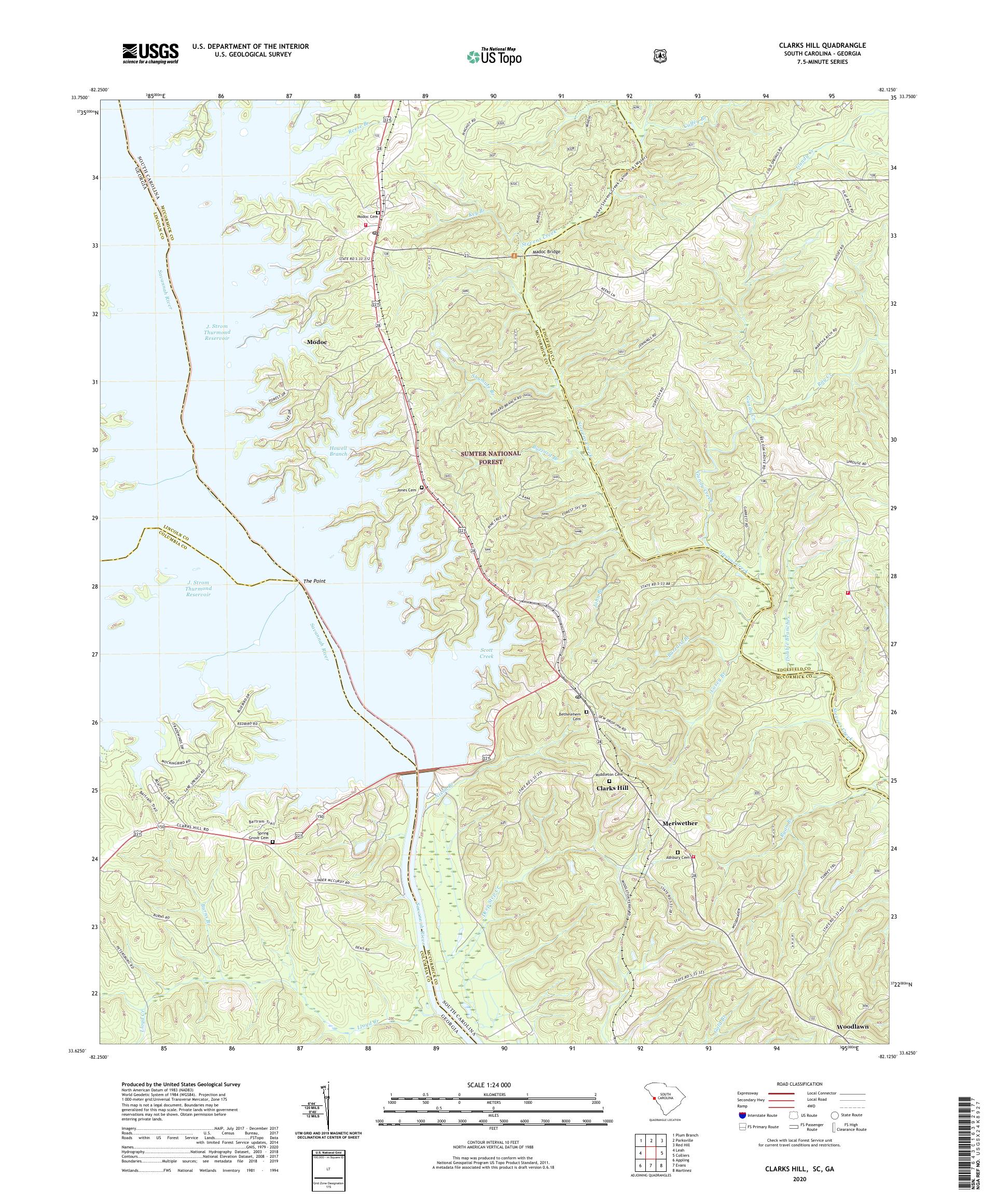 Clarks Hill South Carolina US Topo Map – MyTopo Map Store