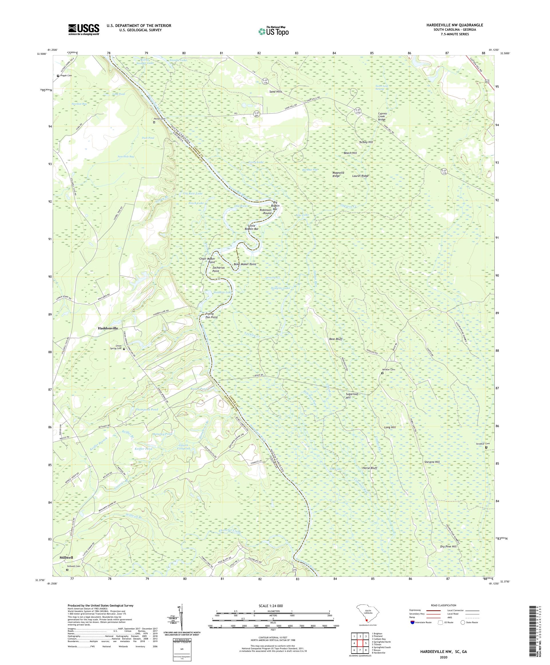 Hardeeville NW South Carolina US Topo Map – MyTopo Map Store
