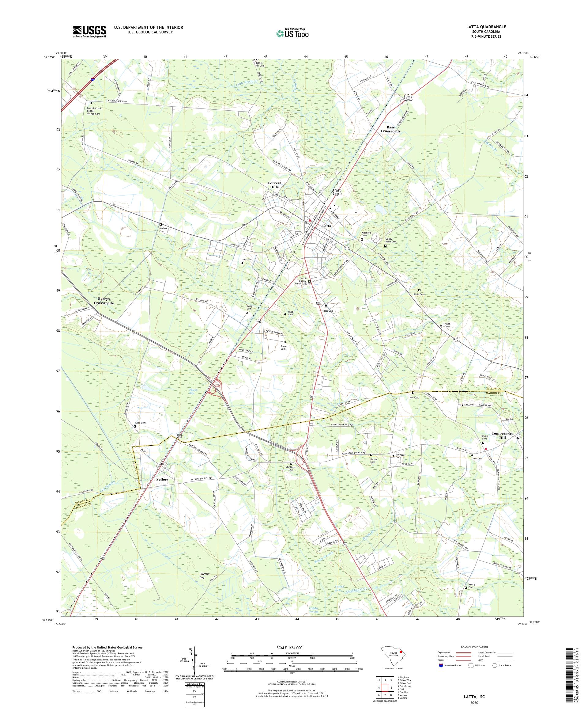 Latta South Carolina US Topo Map – MyTopo Map Store