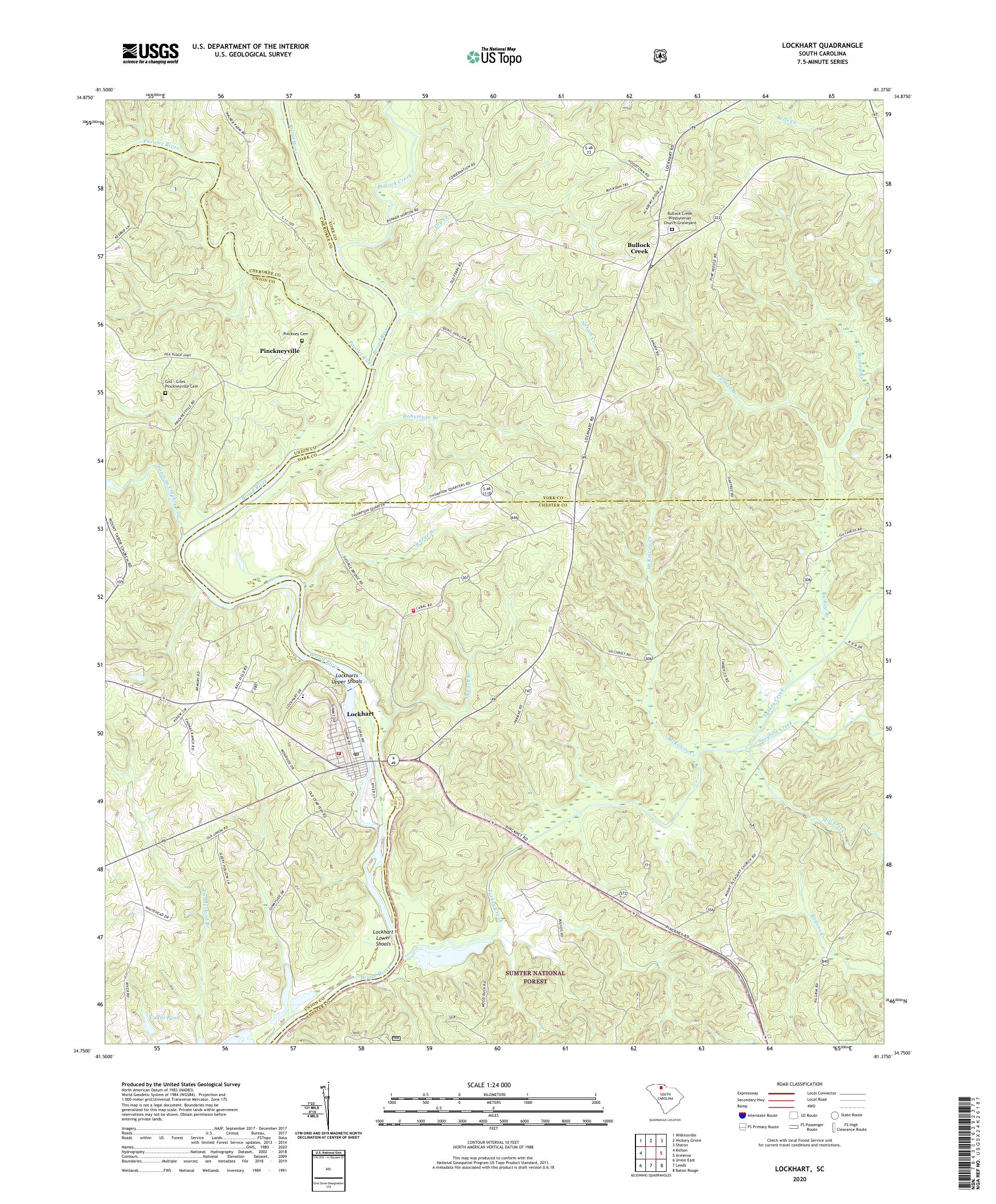 Lockhart South Carolina US Topo Map – MyTopo Map Store