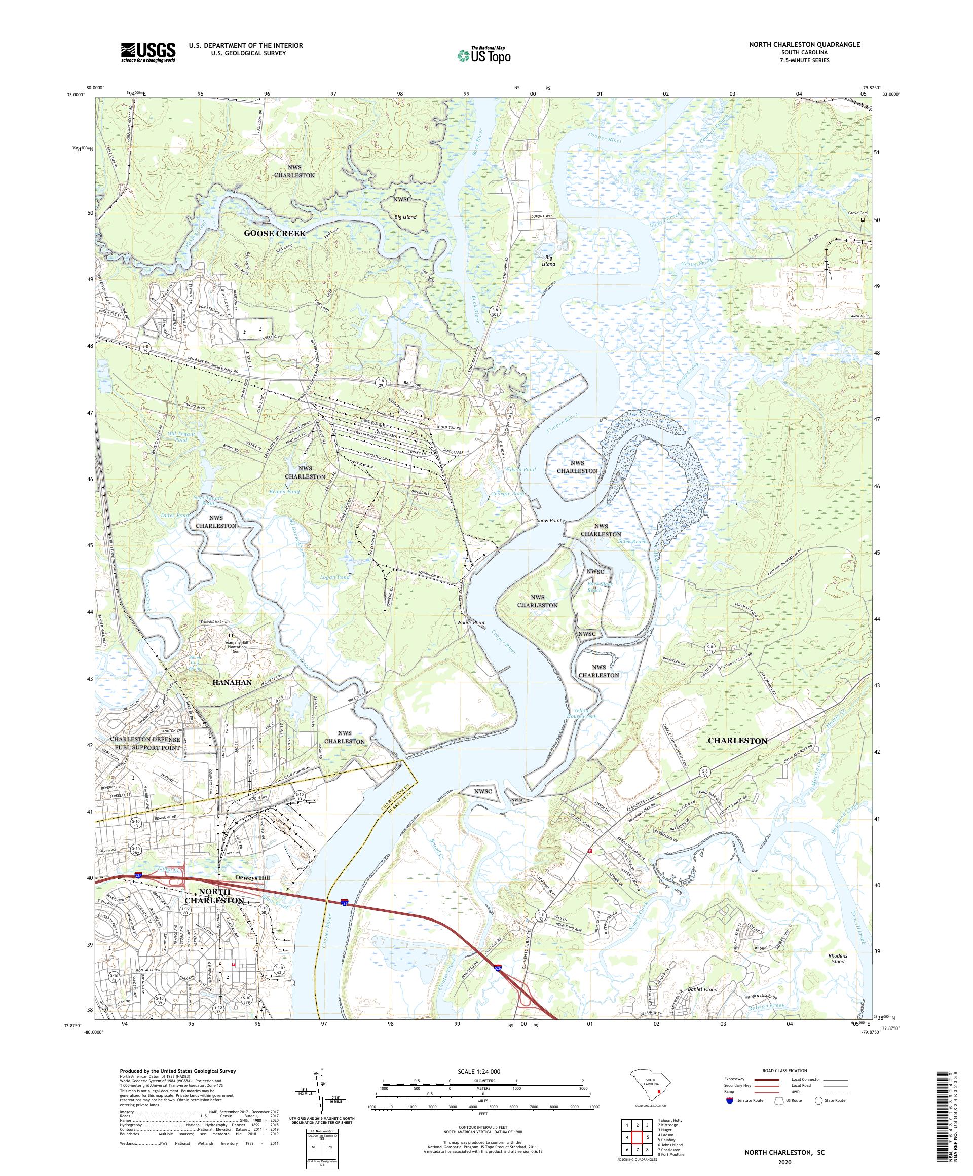 North Charleston South Carolina US Topo Map – MyTopo Map Store