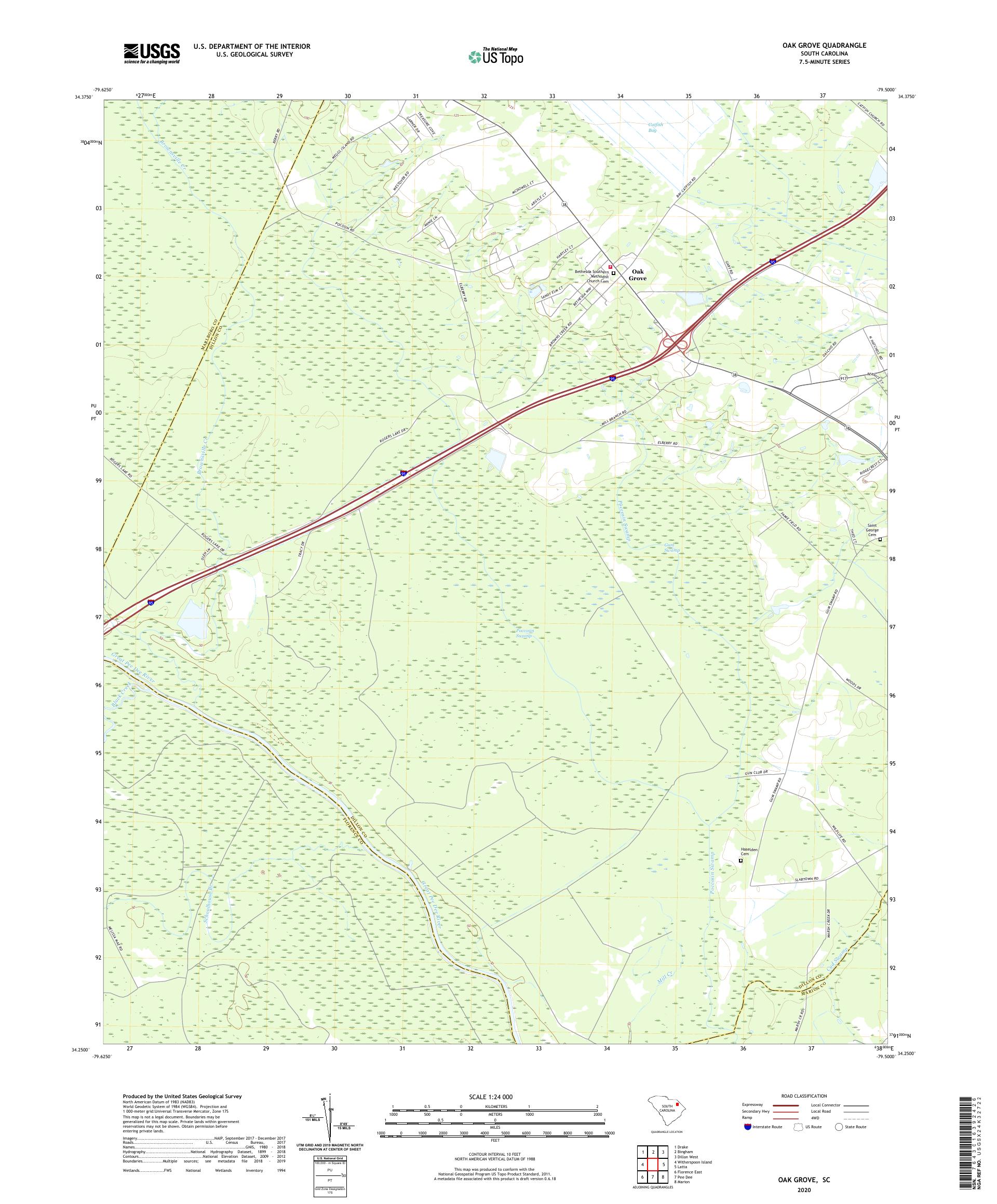 Oak Grove South Carolina US Topo Map – MyTopo Map Store