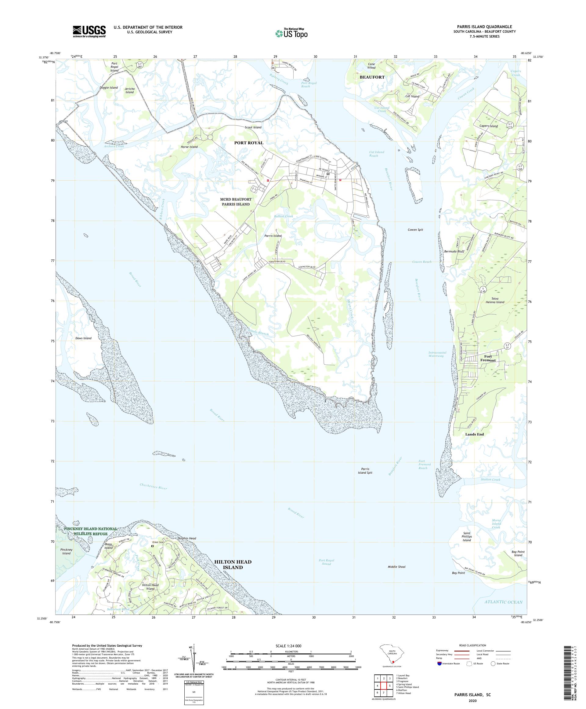 Parris Island South Carolina US Topo Map – MyTopo Map Store