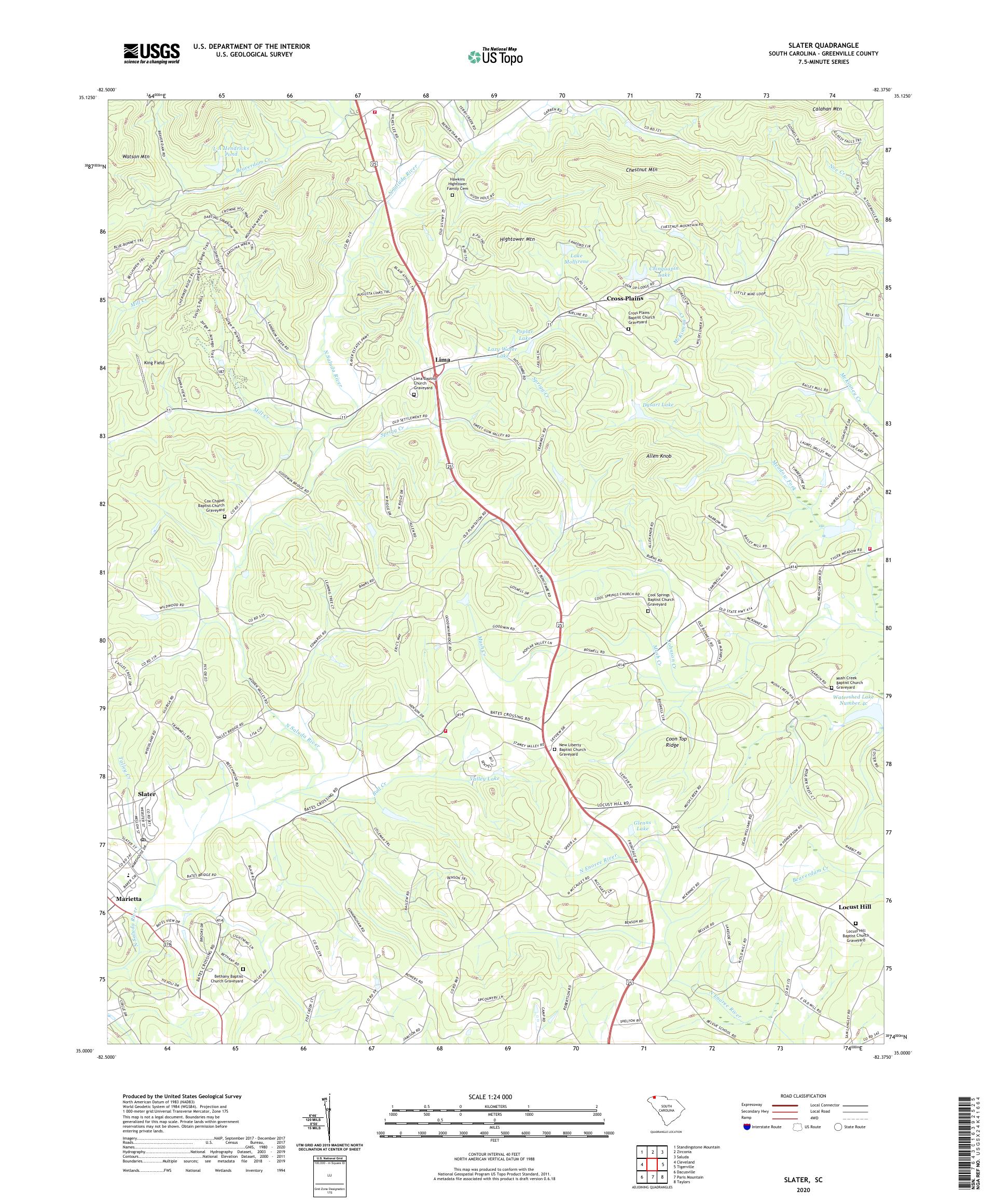 Slater South Carolina US Topo Map – MyTopo Map Store