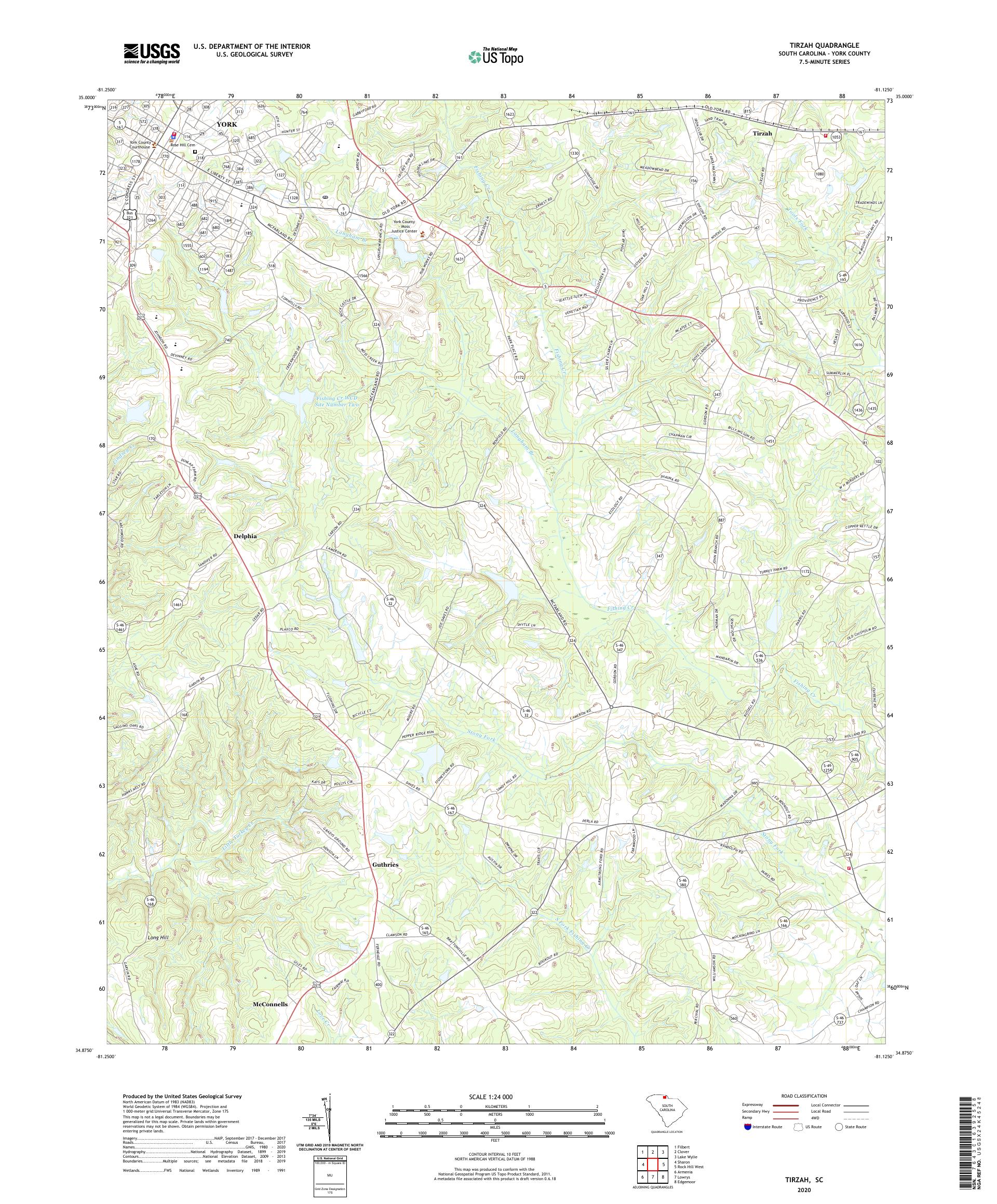 Tirzah South Carolina US Topo Map – MyTopo Map Store