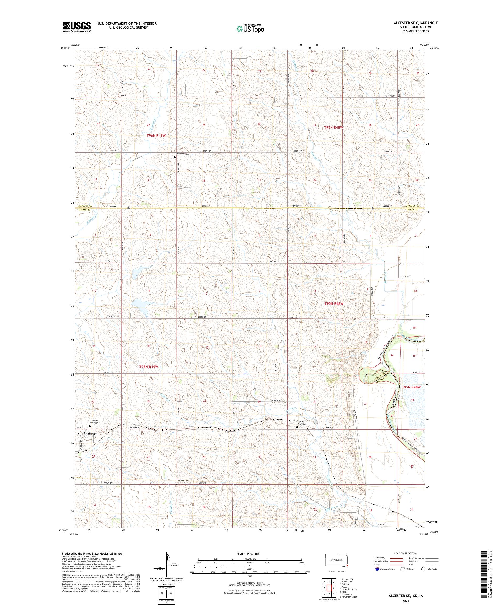 Alcester SE South Dakota US Topo Map – MyTopo Map Store