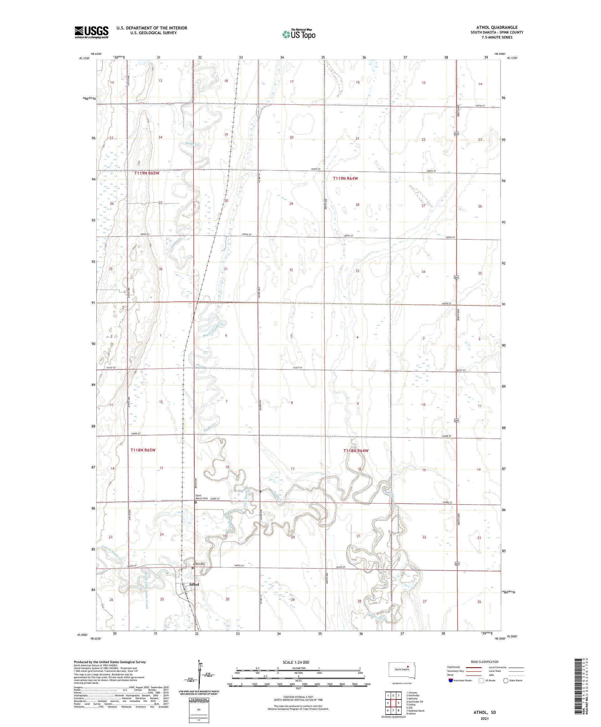 Athol South Dakota US Topo Map – MyTopo Map Store