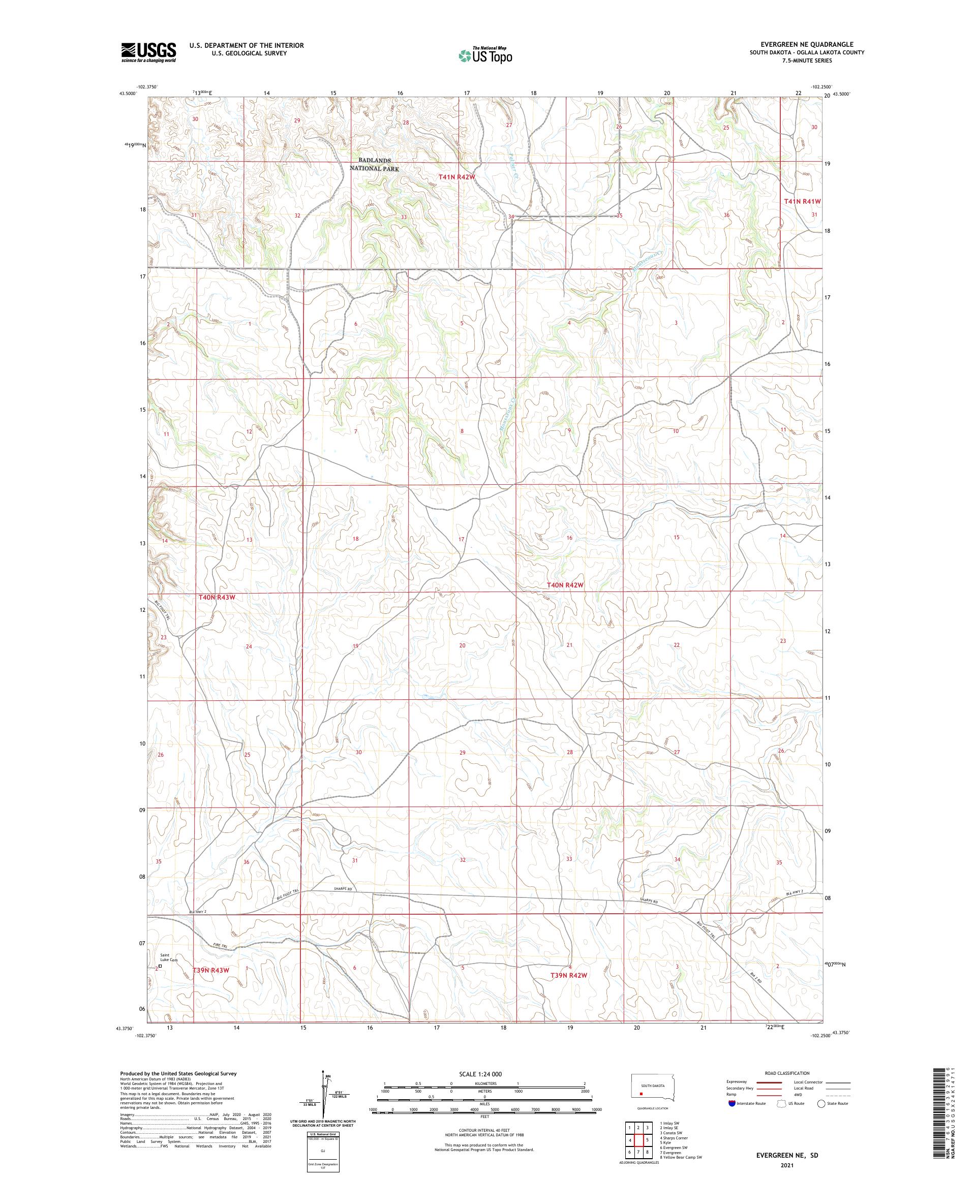 Evergreen NE South Dakota US Topo Map – MyTopo Map Store