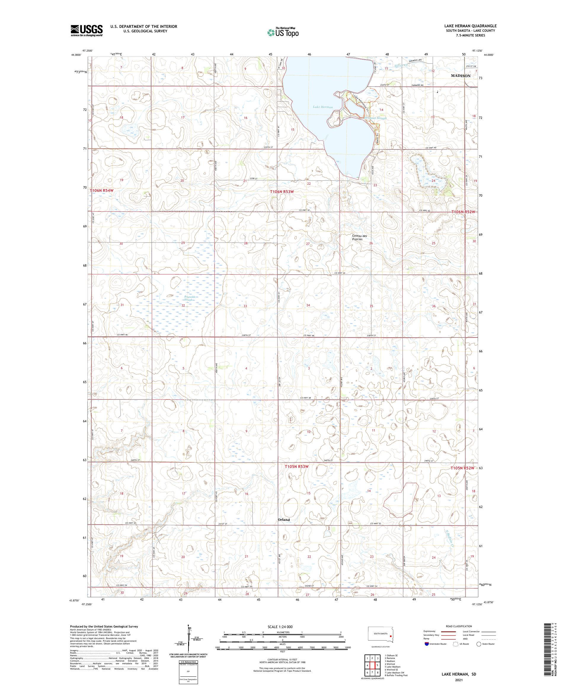 Lake Herman South Dakota US Topo Map – MyTopo Map Store