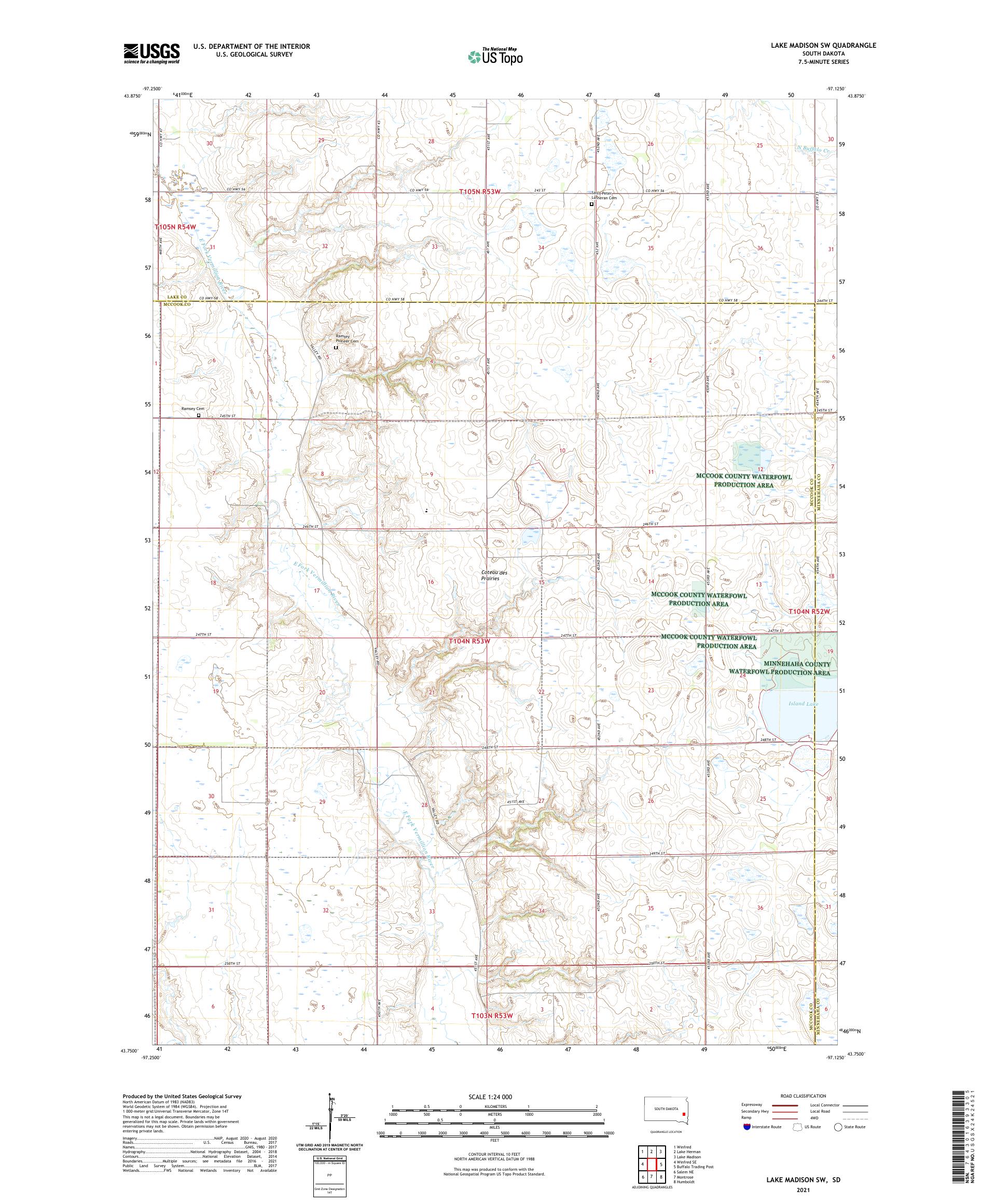 Lake Madison SW South Dakota US Topo Map – MyTopo Map Store