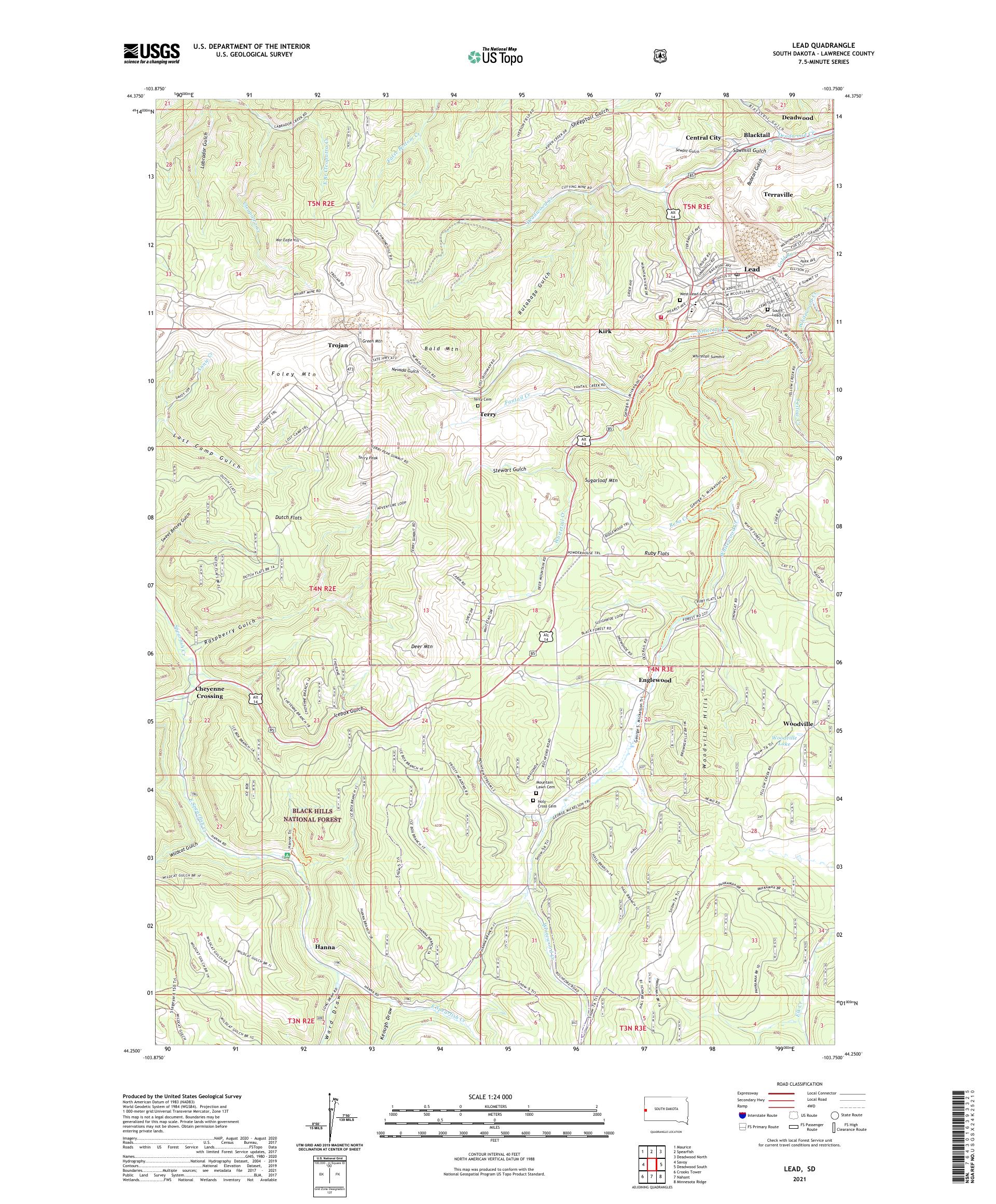 Lead South Dakota US Topo Map – MyTopo Map Store