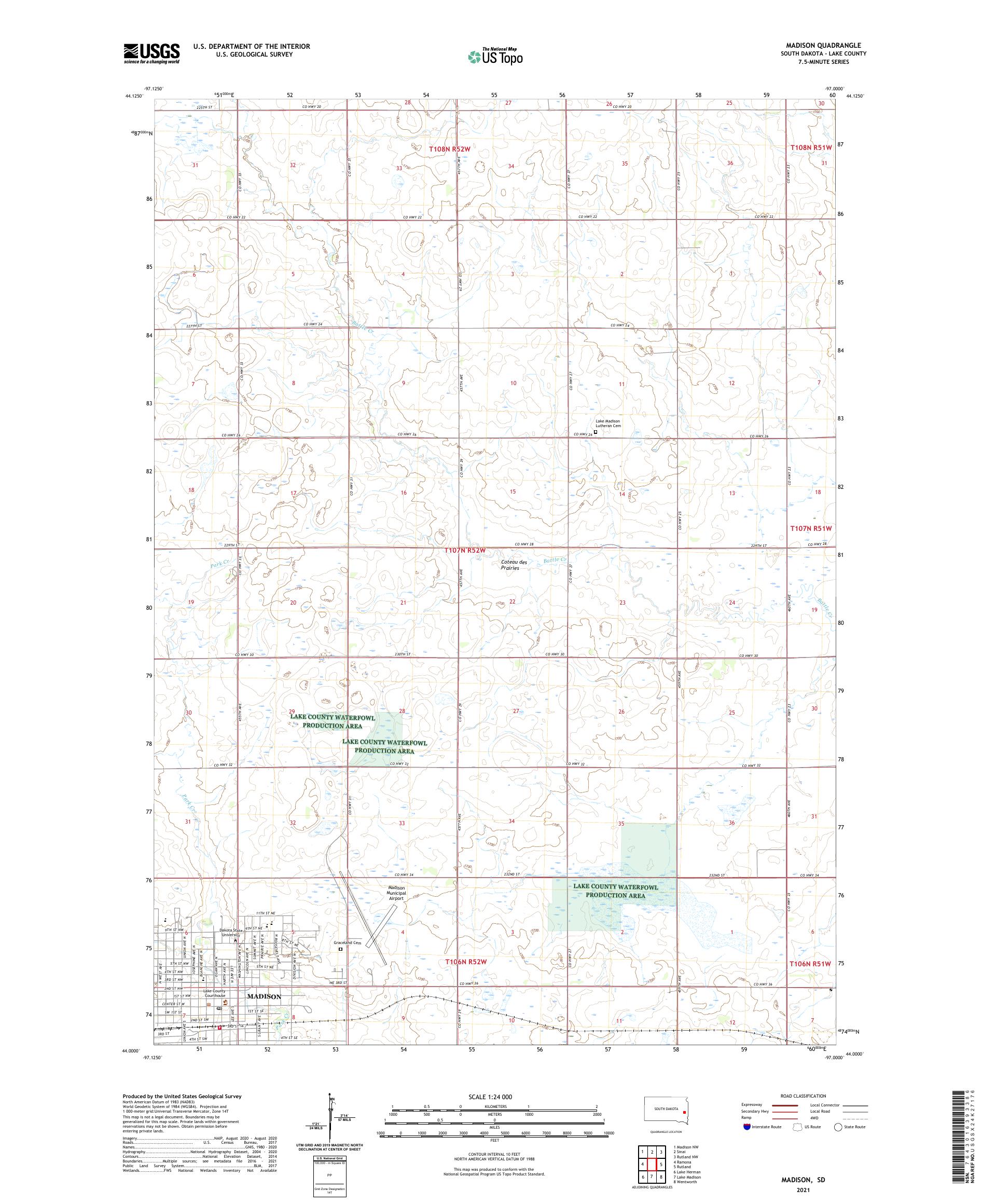 Madison South Dakota US Topo Map – MyTopo Map Store
