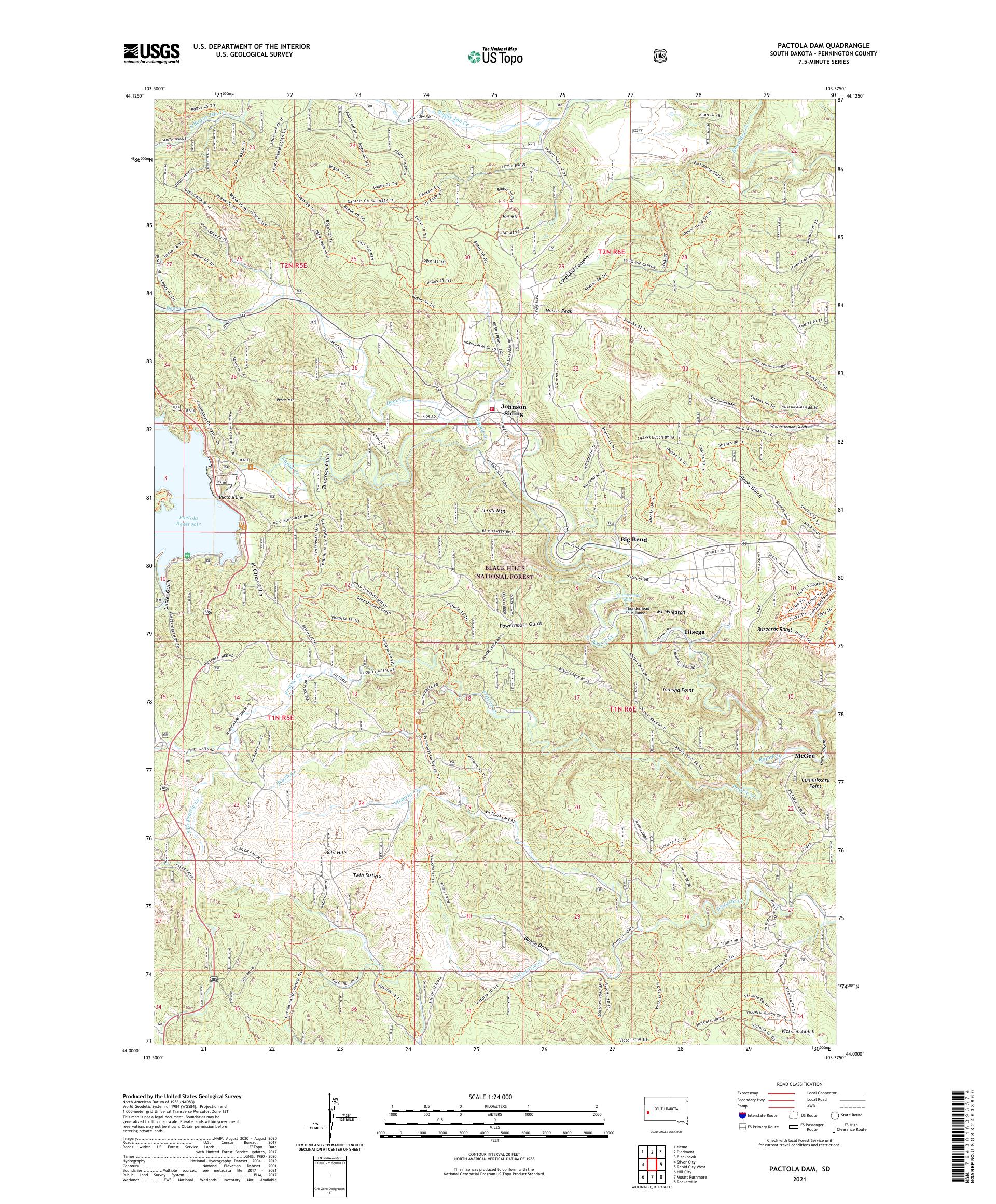 Pactola Dam South Dakota US Topo Map – MyTopo Map Store