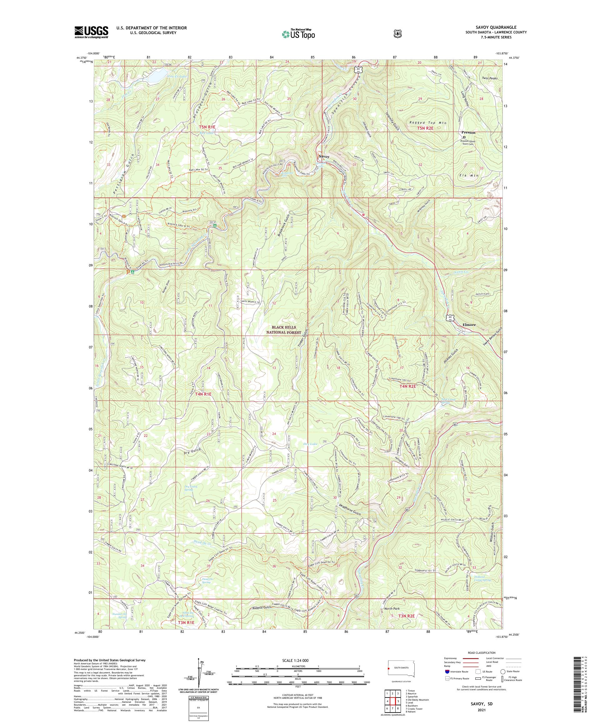 Savoy South Dakota US Topo Map – MyTopo Map Store
