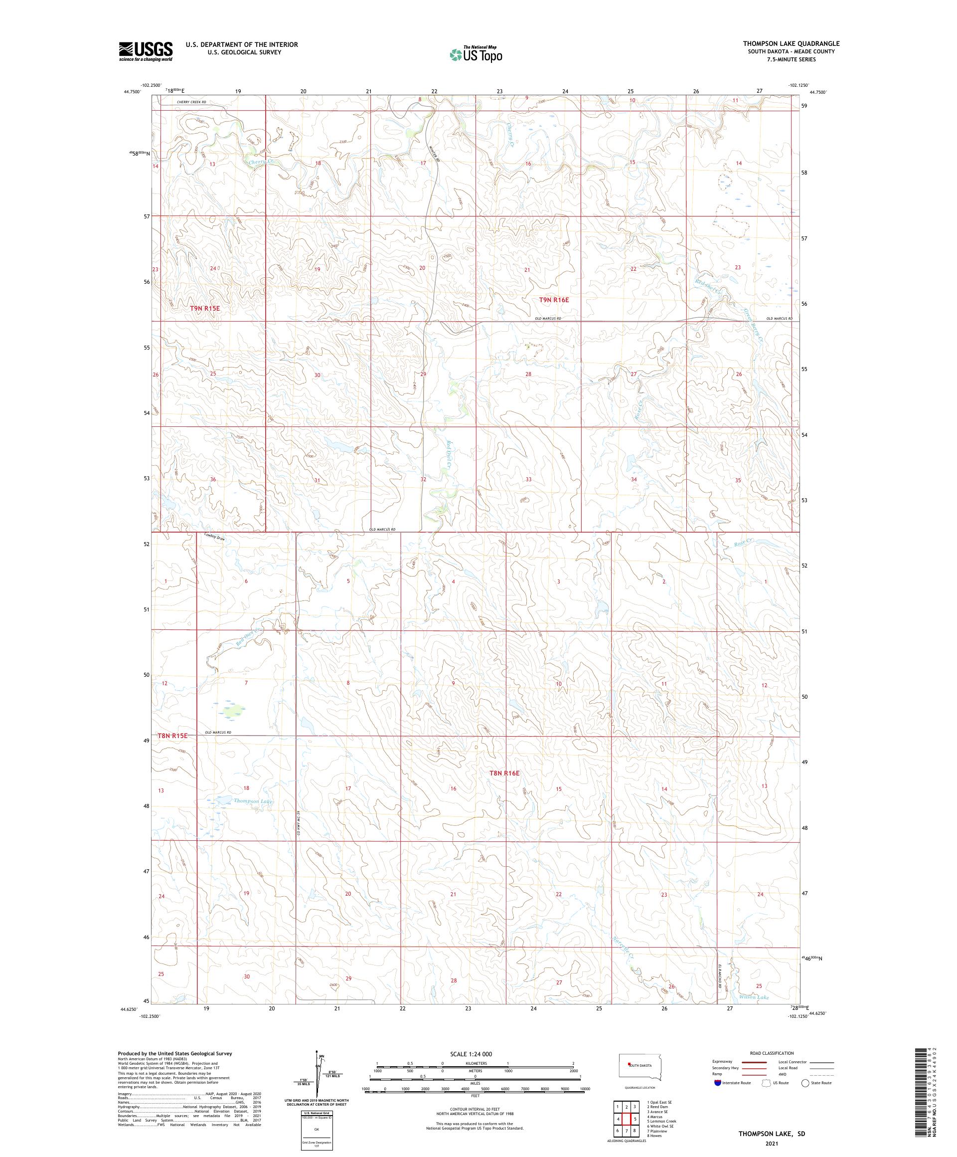 Thompson Lake South Dakota US Topo Map – MyTopo Map Store